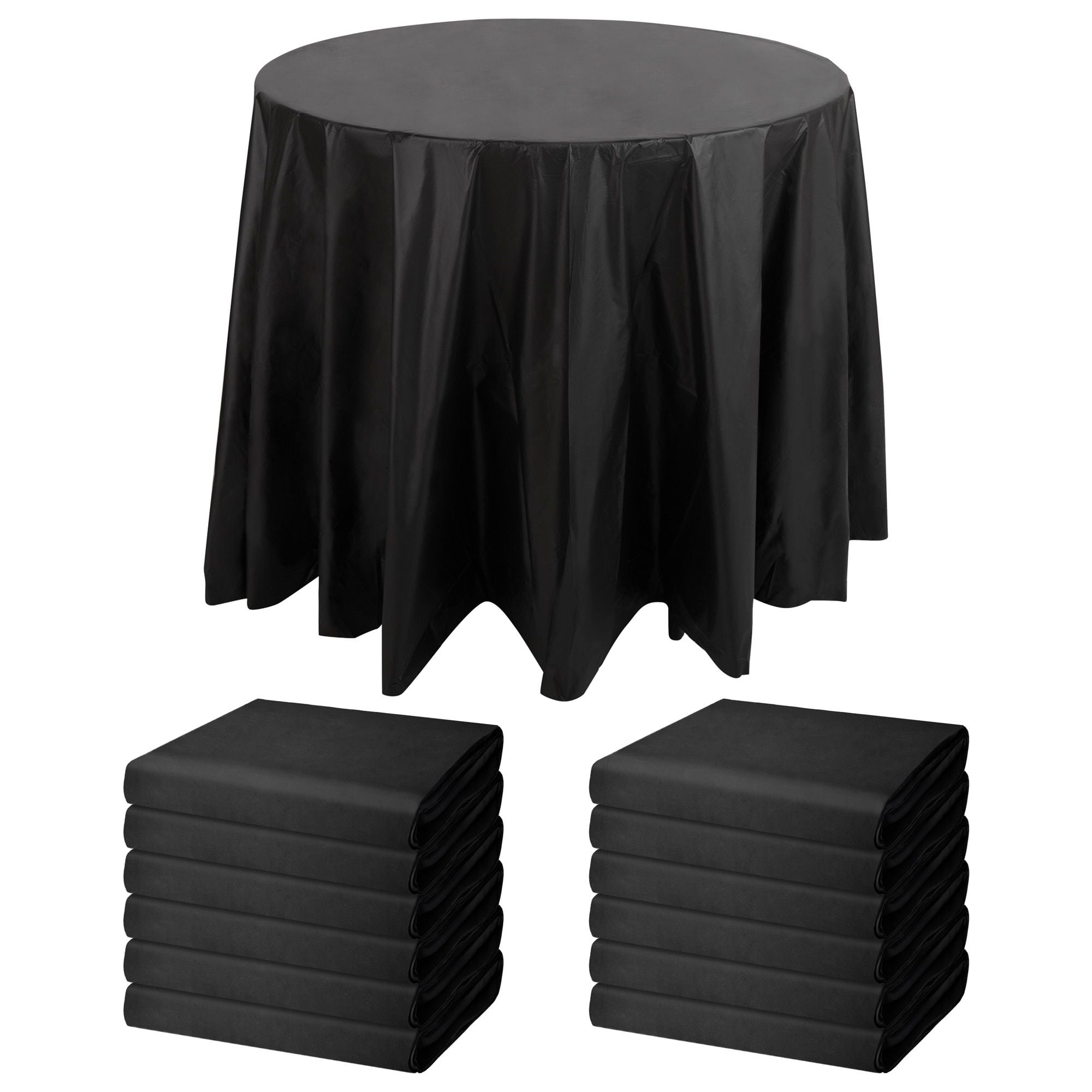 Juvale Black Plastic Tablecloth - 12-Pack, 84-Inch Round, Fits 72-Inch ...