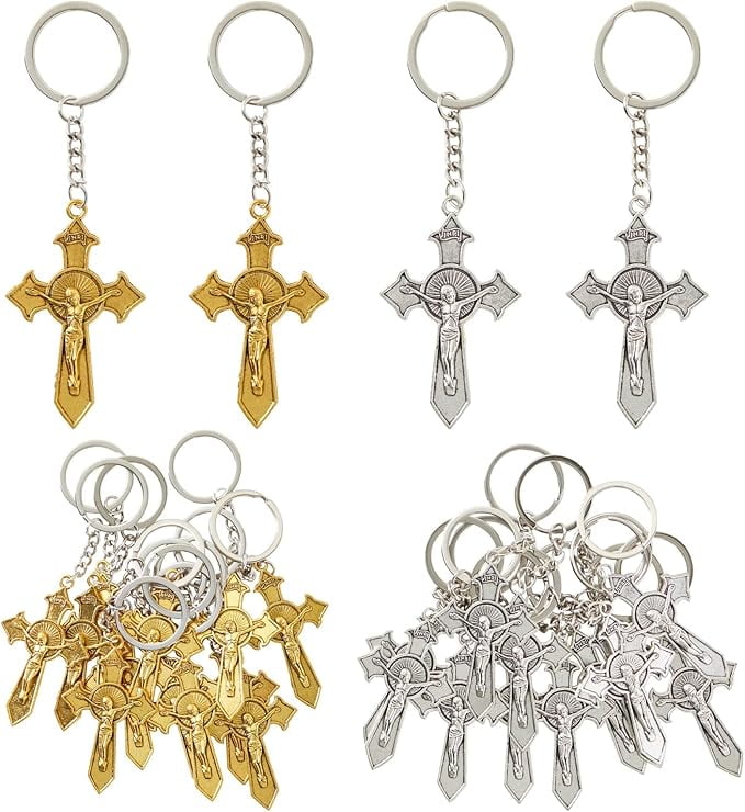 Juvale 24 Pack Christian Cross Keychains, Bulk Religious Key Holders ...