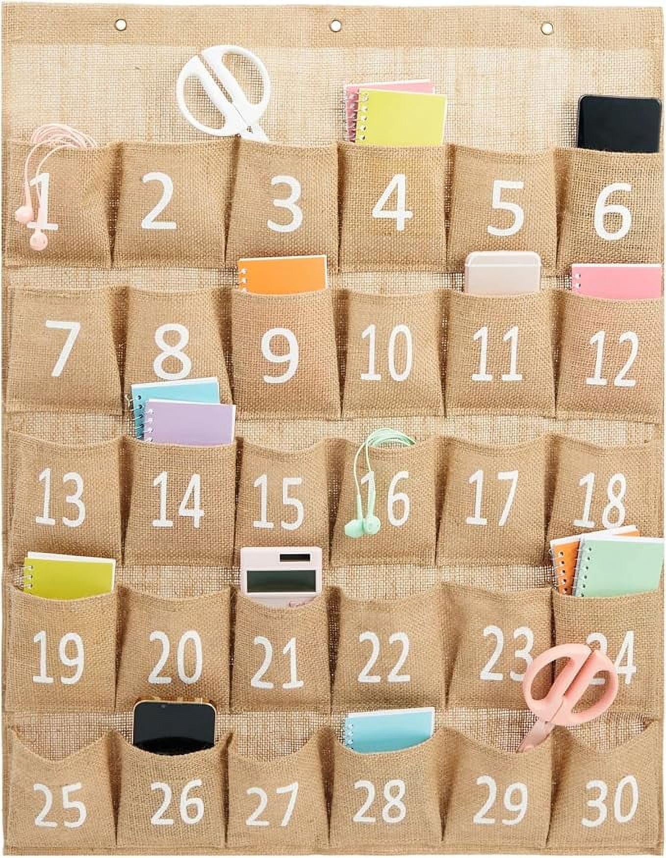 Juvale 30-Row Burlap Cell Phone Holder for Classroom, Farmhouse ...