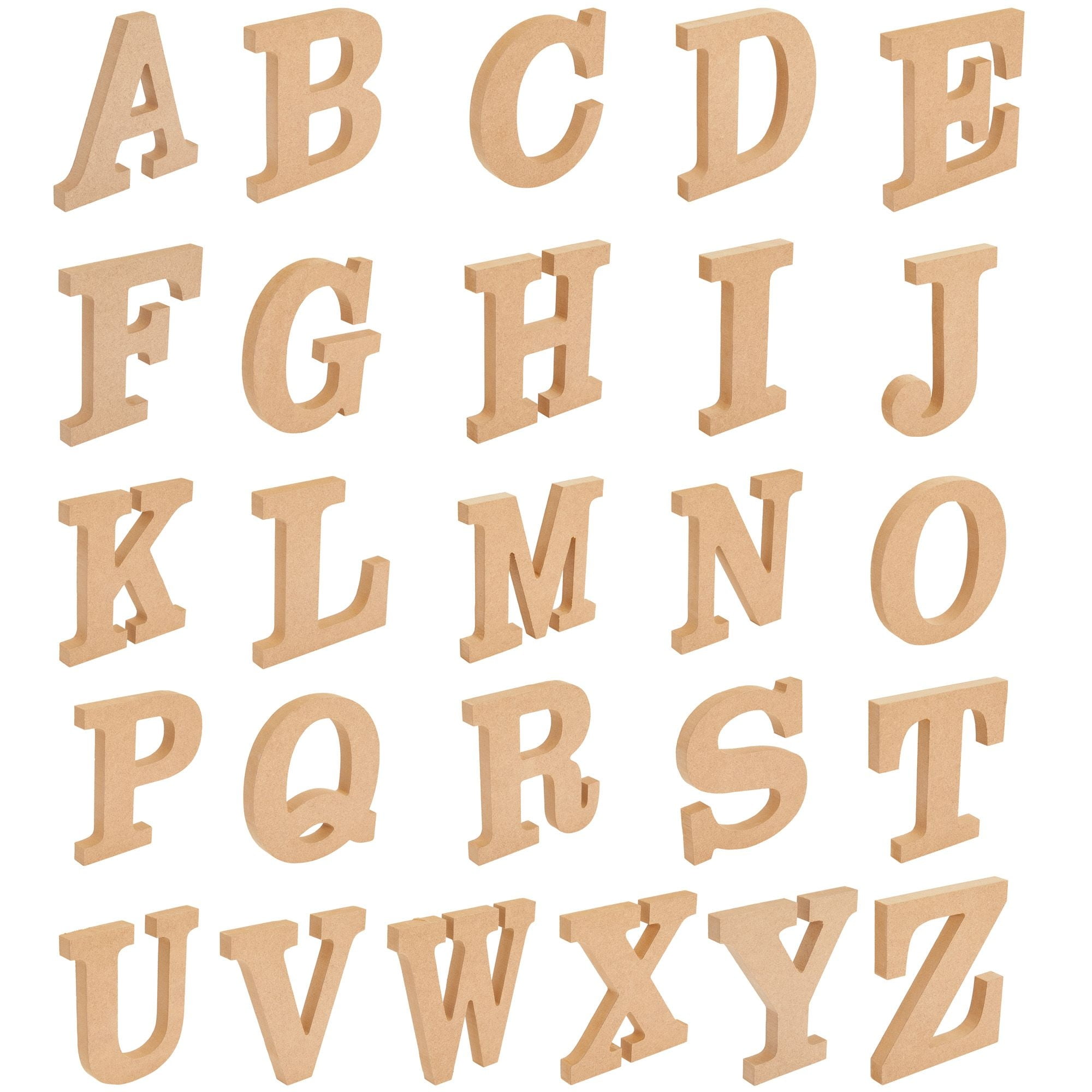 Juvale 4" Medium Density Fiberboard Natural Wooden Alphabet Letters 52 ...