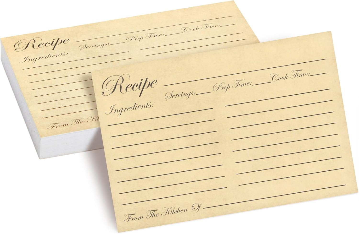 Juvale 60-Pack Recipe Cards Double Sided, Bulk Pack Thick Vintage Index ...