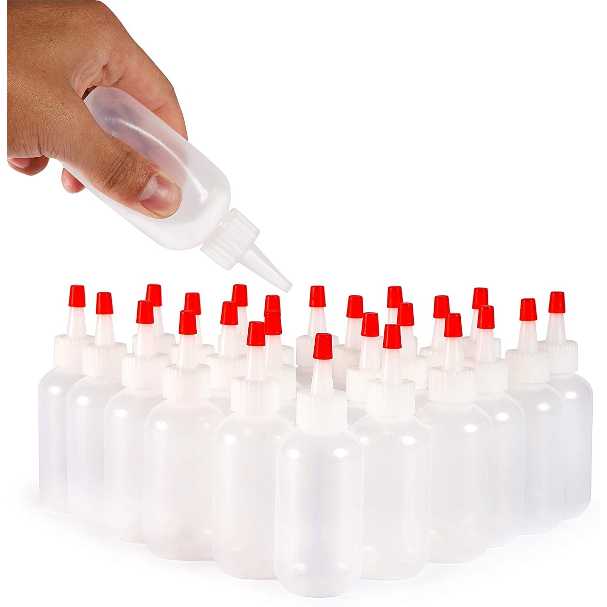 Juvale Boston Round Squeeze Bottles with Red Caps (2 oz, White, 24 Pack ...