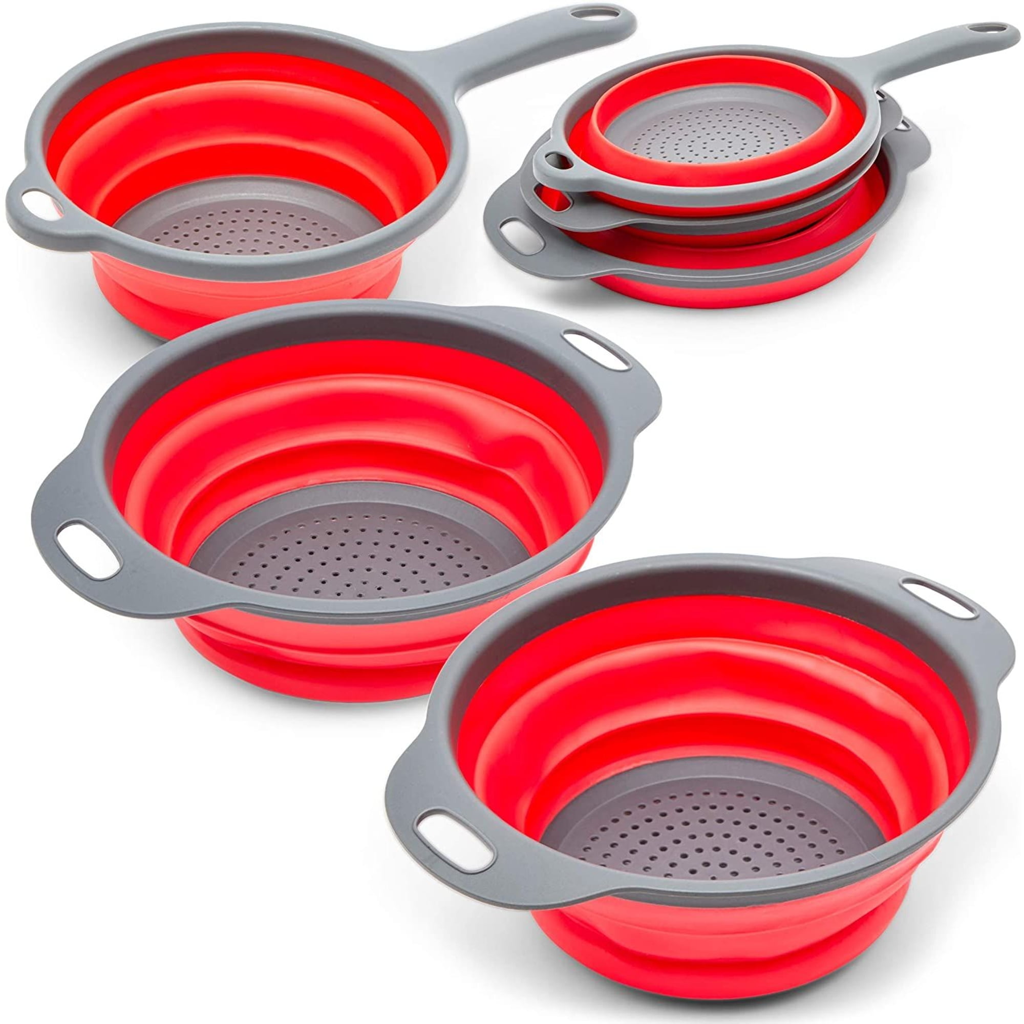 Juvale Collapsible Colander Set of 3, Space-Saving Kitchen Strainer ...