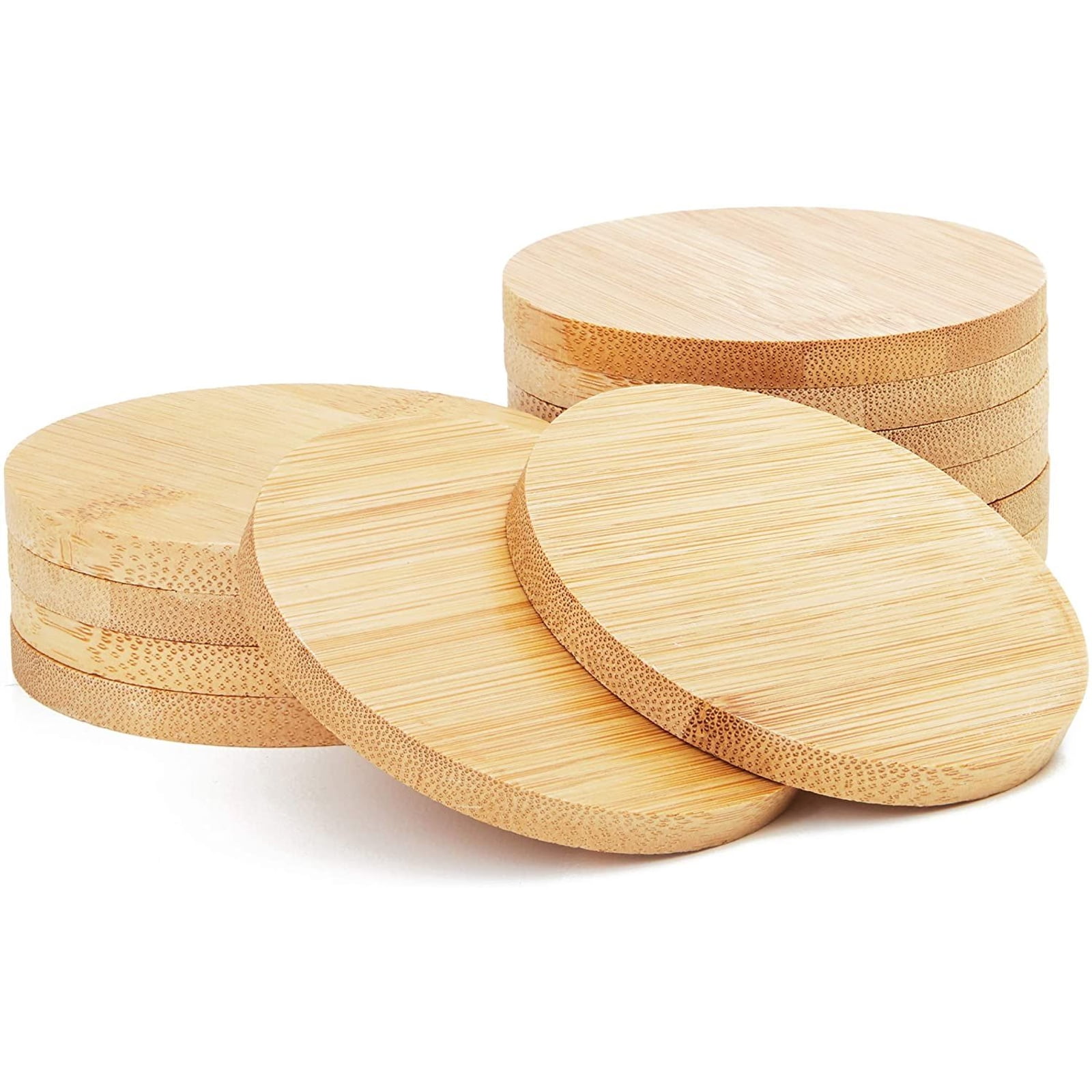 Juvale Bamboo Coasters Set for Drinks 12 Pack Light Brown Wooden 3.1x3 ...