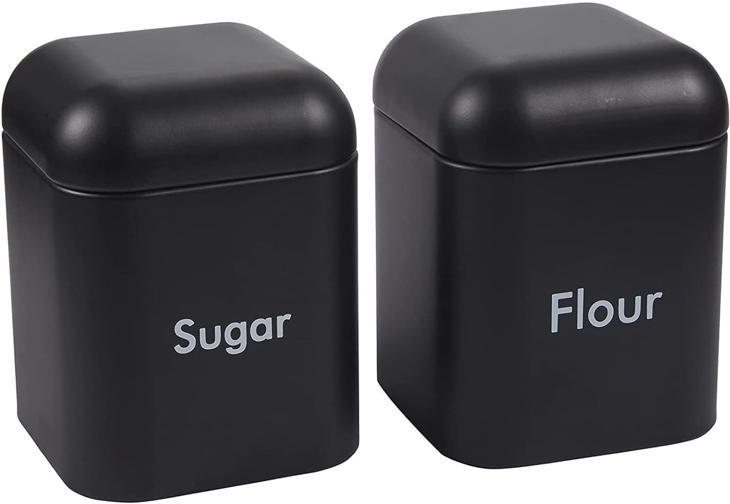 Juvale Set of 2 Black Iron Kitchen Canisters - Flour & Sugar Container ...