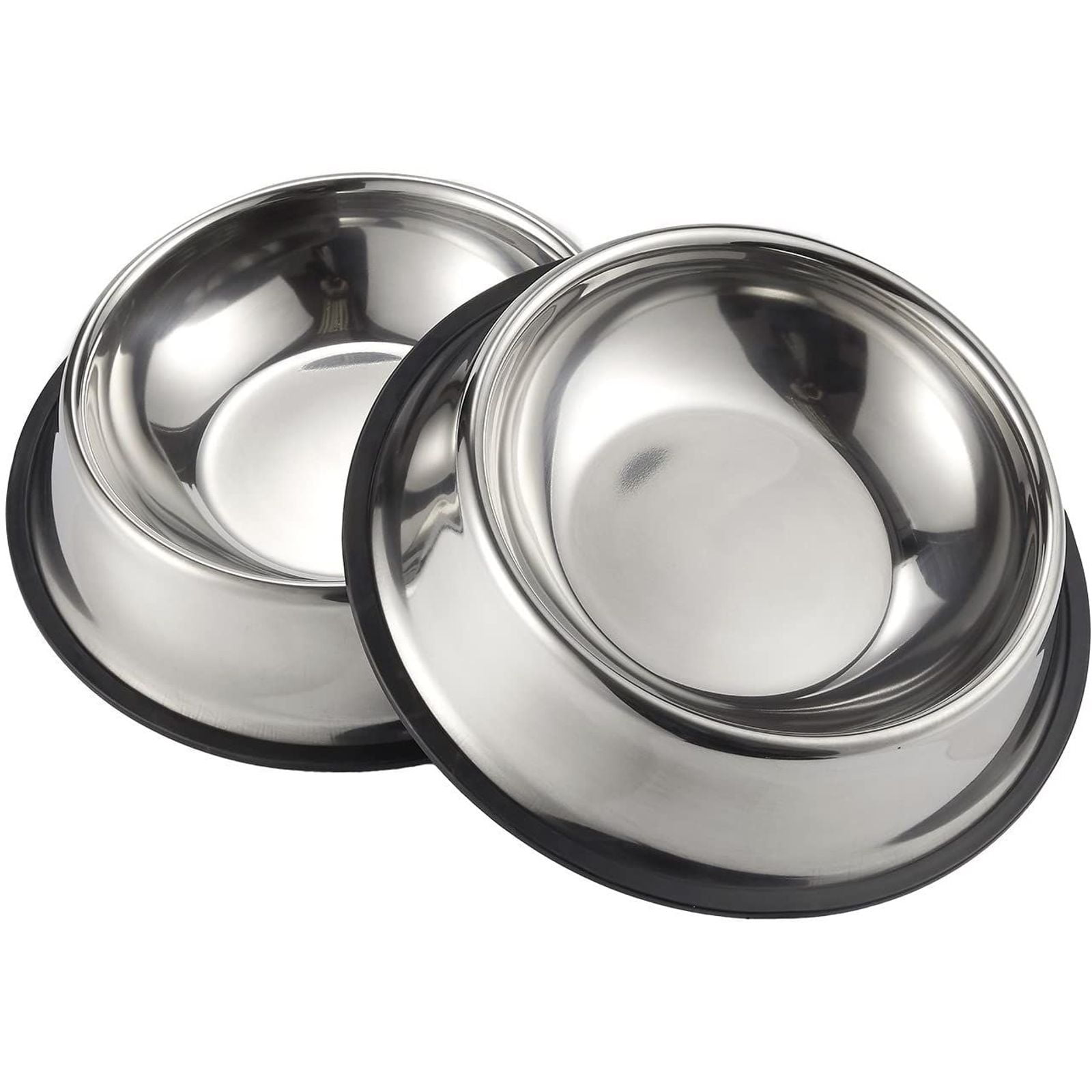 Juvale Stainless Steel Dog Bowls Set of 2, 10 Inch Diameter, Rubber ...