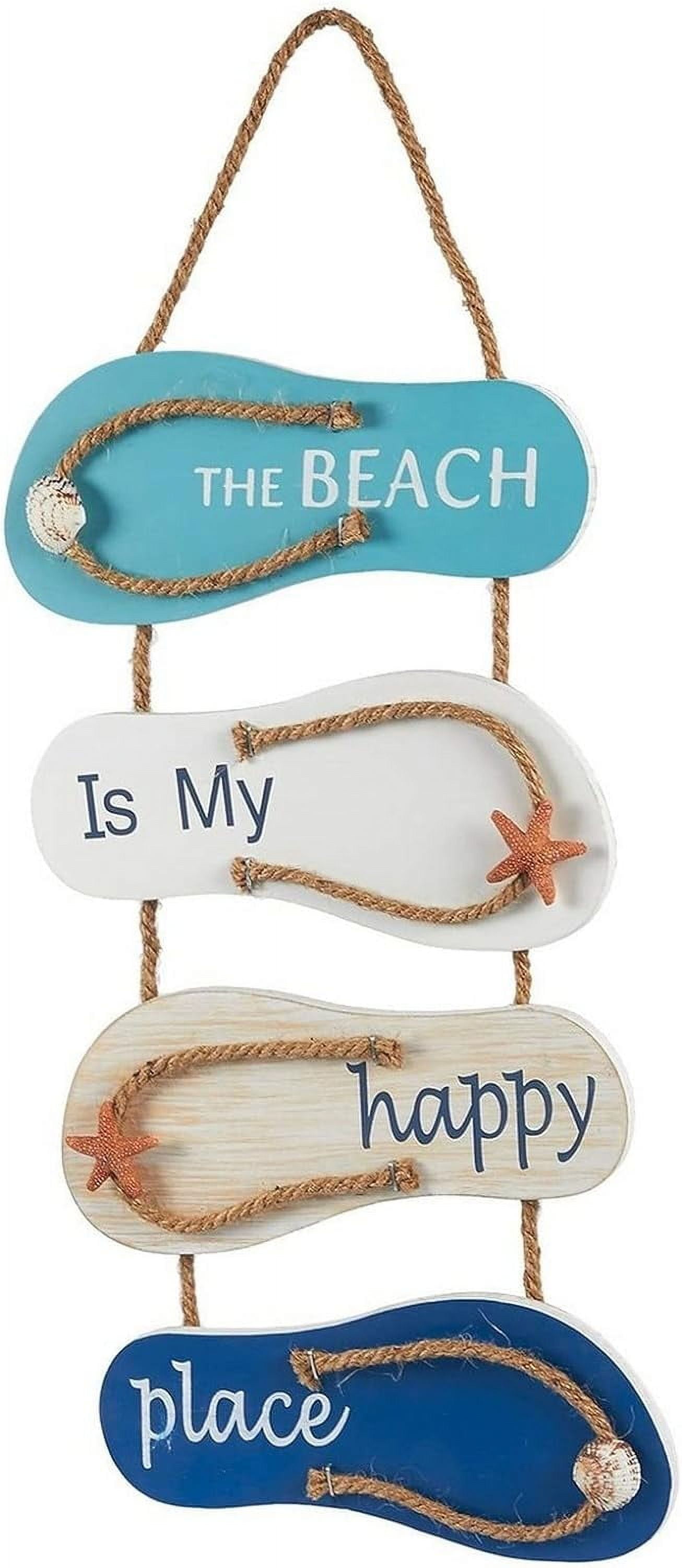 Juvale Wooden Beach Wall Hanging Decor Sign, Flip Flop Coastal ...