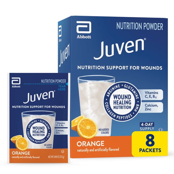 Juven Nutritional Drink for Wound Healing, Collagen Protein, Orange, 8 ...