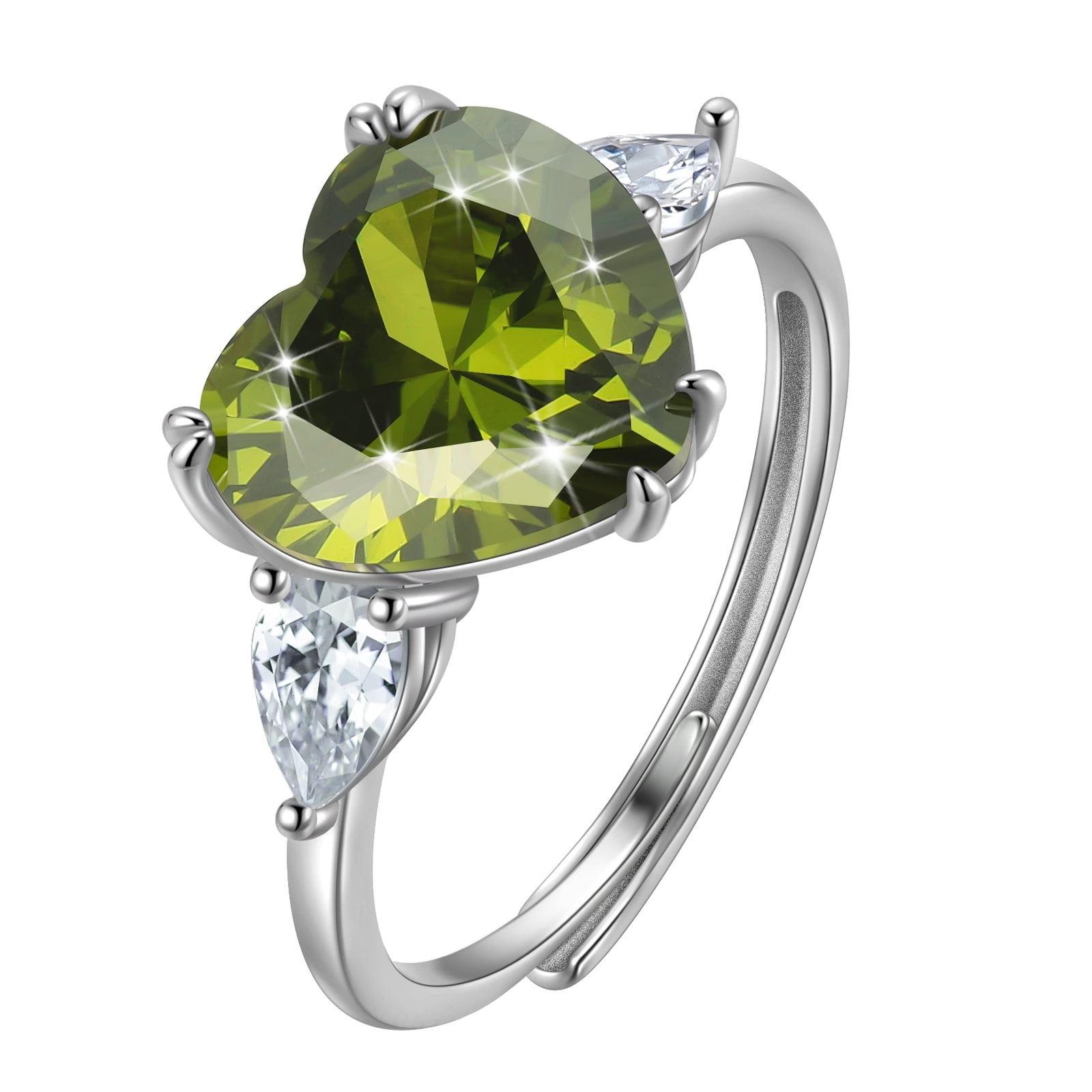 Juwaliy 6Ct Women Heart Ring 925 Sterling Silver August Birthstone ...