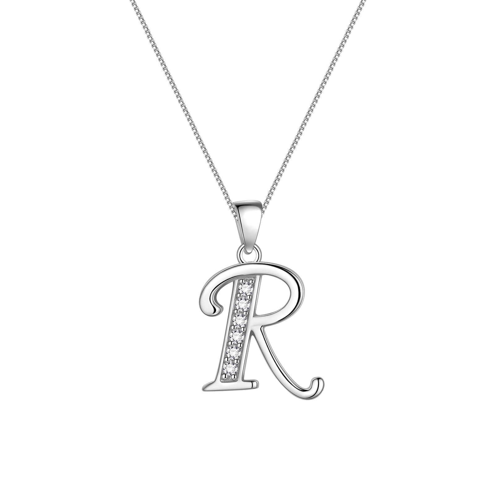 Juwaliy Capital Letter R Necklace 925 Sterling Silver Initial Necklace ...