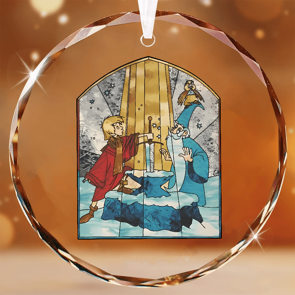 Juxt Arthur And Merlin The Sword In The Stone Glass Ornament, Fantasy ...