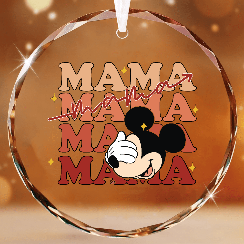 Juxt Mama Mickey Mouse Ornament Retro Groovy Disney Mom, Crystal Glass ...