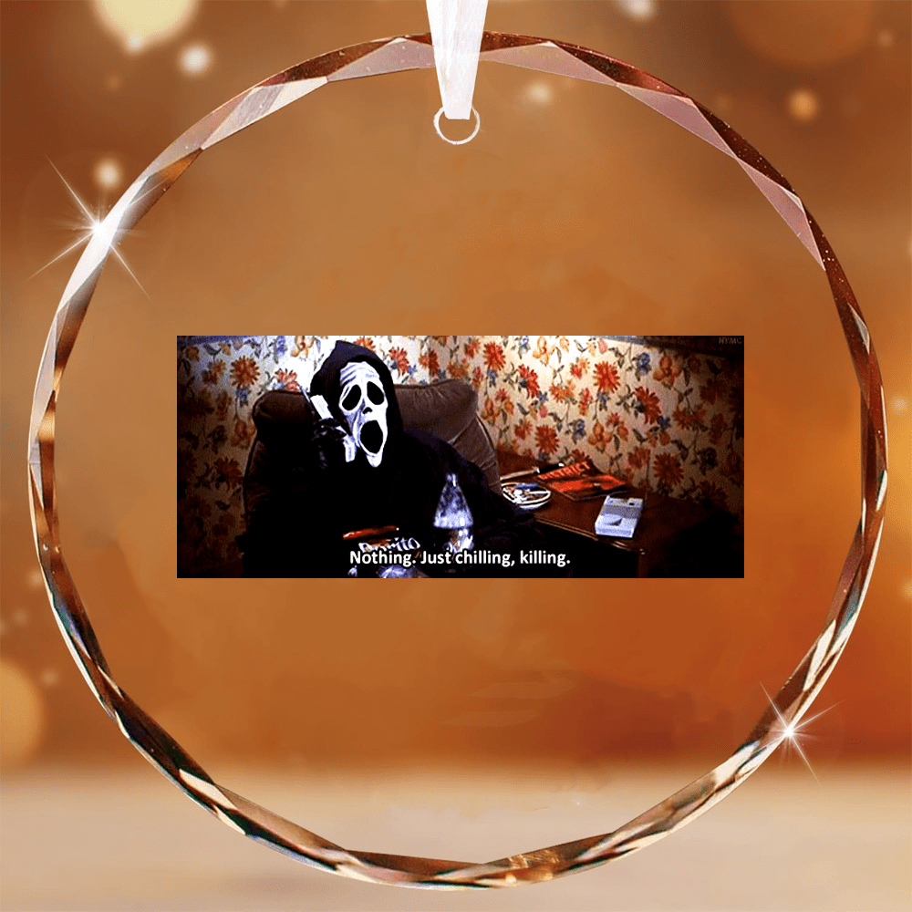 Juxt Scream Ghost Face Just Chillin Killin Glass Ornament, Horror Movie ...