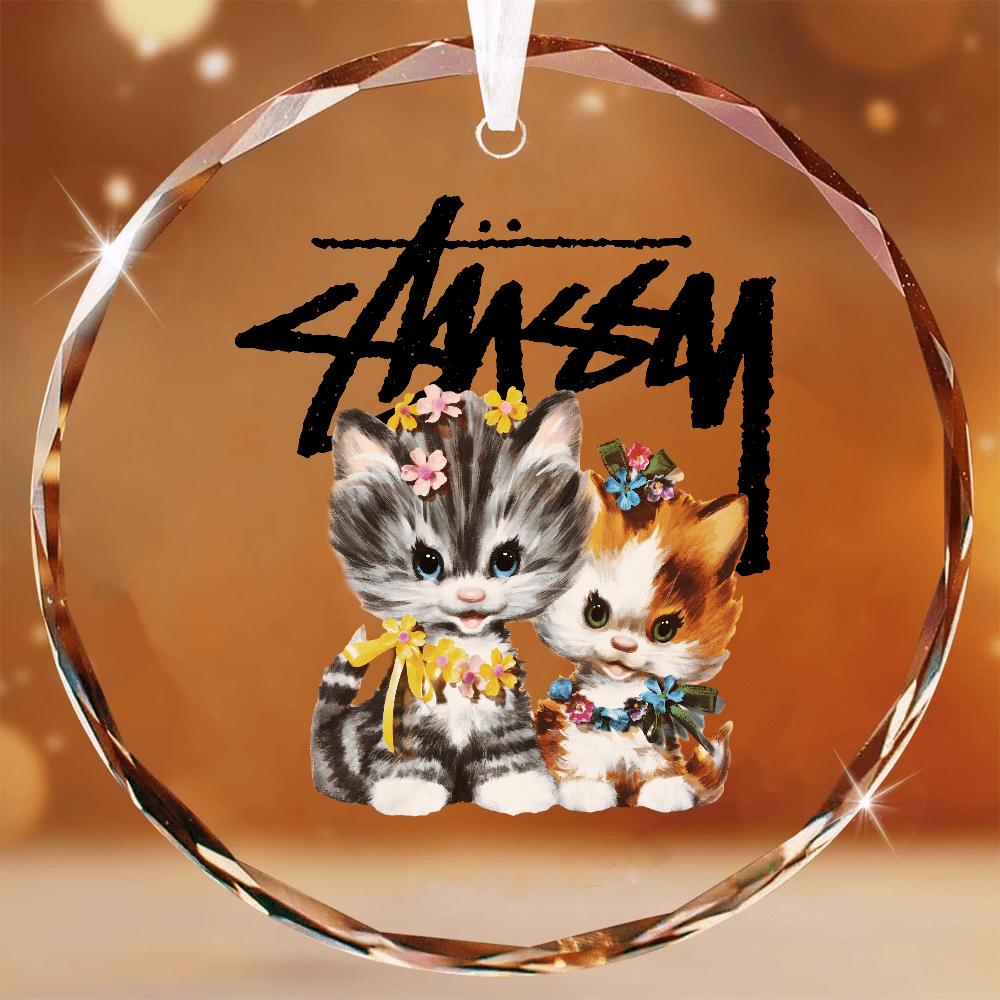 Juxt Stussy Kittens Ornament Cat, Crystal Glass Ornament - Walmart.com