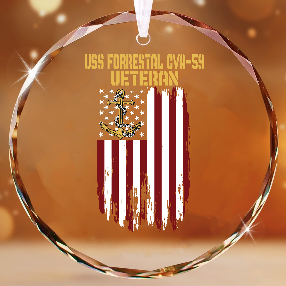 Juxt USS Forrestal CVA59 Aircraft Carrier Glass Ornament, Navy Veteran ...