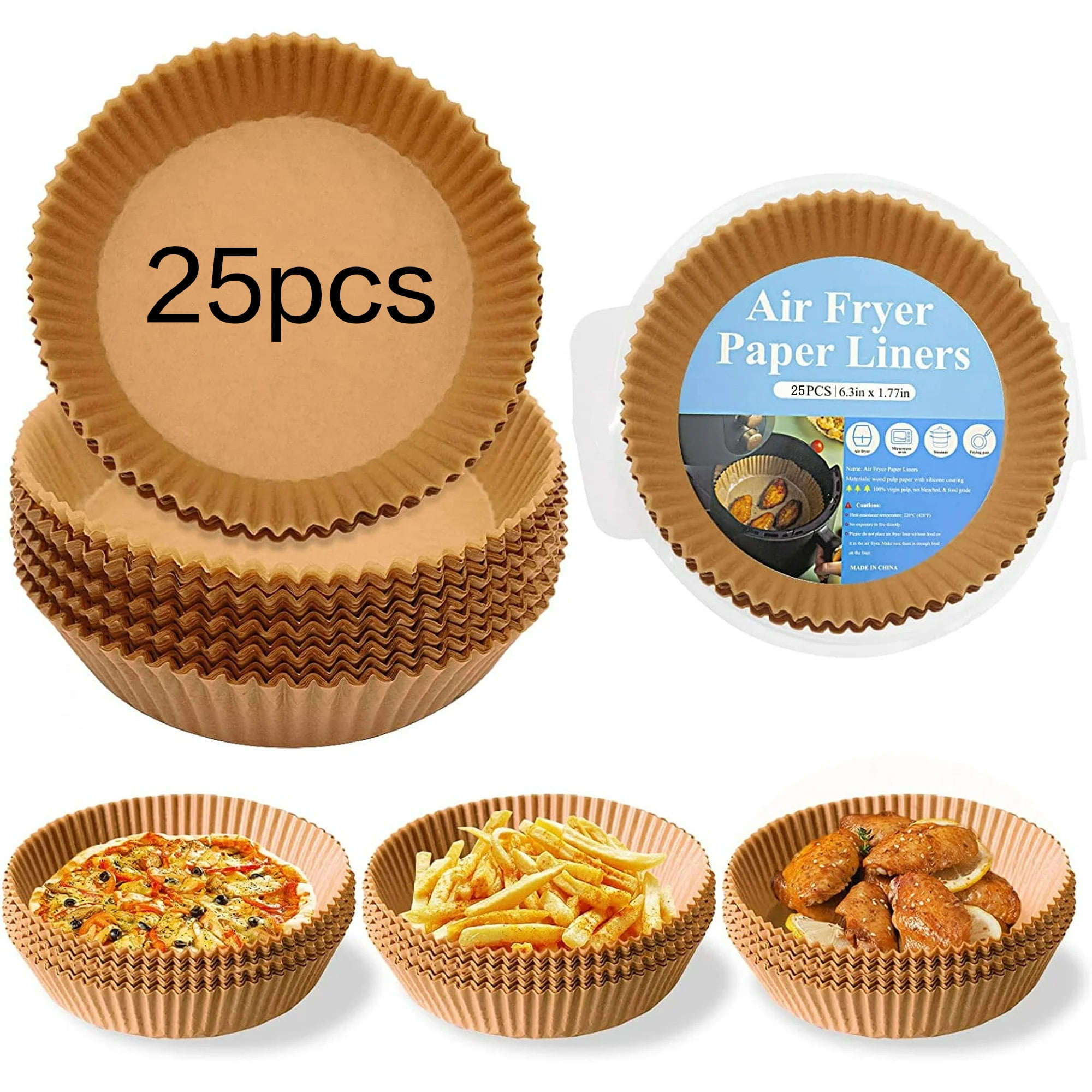 Juyafio Air Fryer Paper Liners, 25Pcs 6.3 inch Non-Stick Air Fryer ...