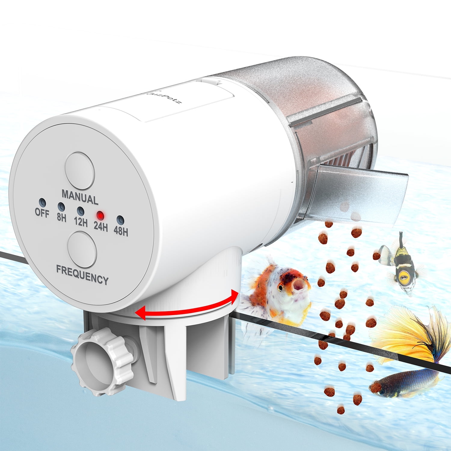 JuzPetz Automatic Fish Feeder Dispenser for Aquarium, 200ml Large ...