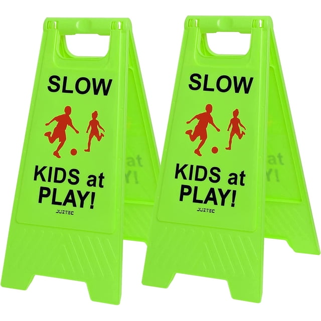 Juztec Child Safety Signs, 2 Pack - 'Slow, Kids at Play' for ...