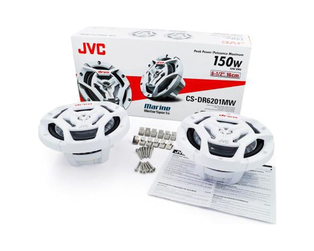 Jvc CS-DR6201 MW Product videos 300W Peak (100W RMS) 6.5” DRVN Series 2-Way Marine Coaxial ...