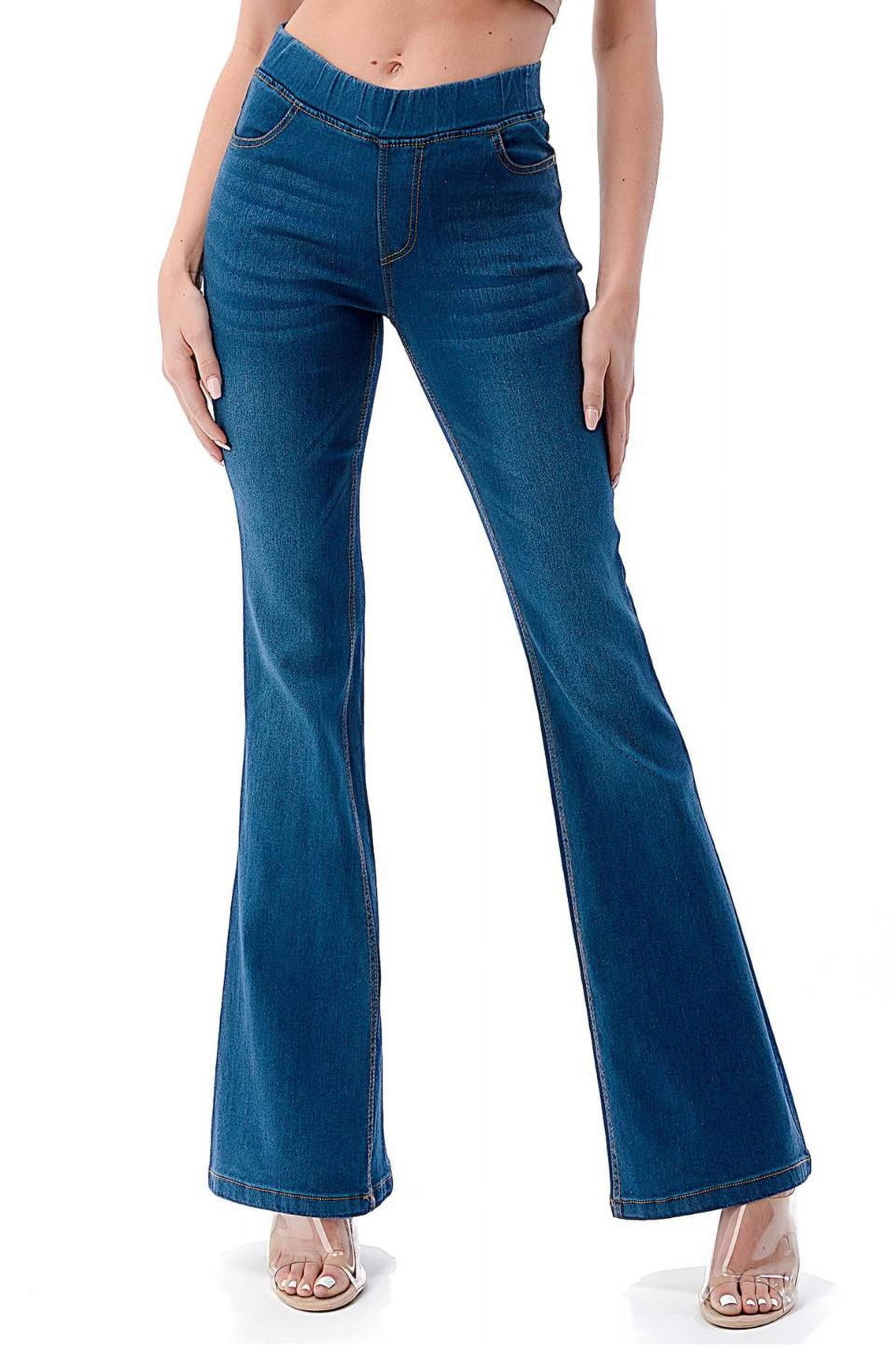Jvini Women's Flare Jeans Pull-On High Waisted Stretch Denim Jeggings ...
