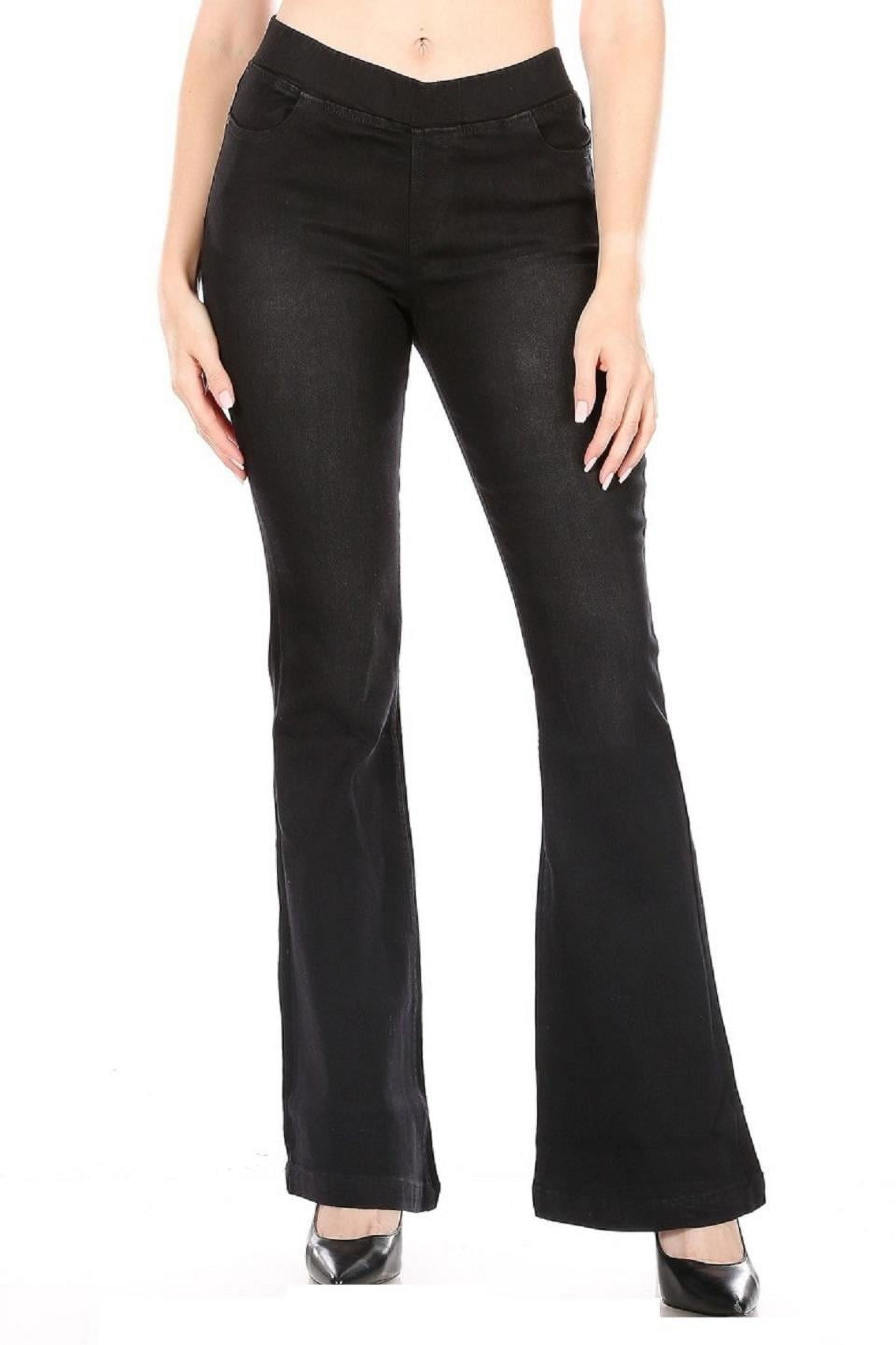 Jvini Women's Flare Jeans Pull-On Slimming High Waisted Flared Leg ...