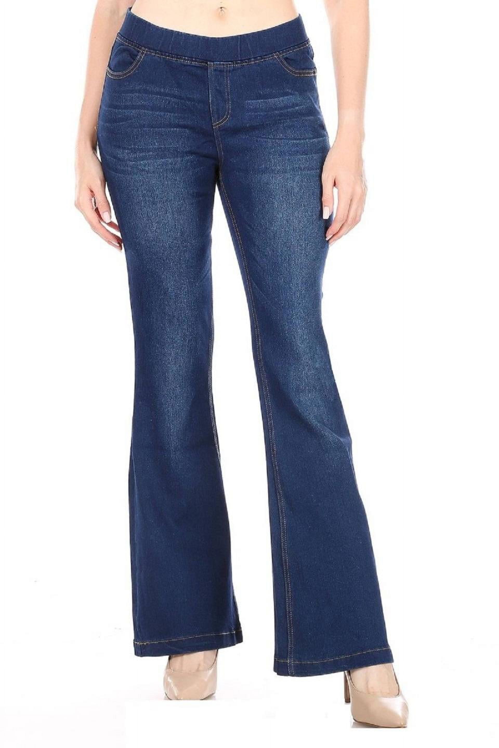 Jvini Women's Flare Jeans Pull-On Stretch Slimming Flared Denim ...