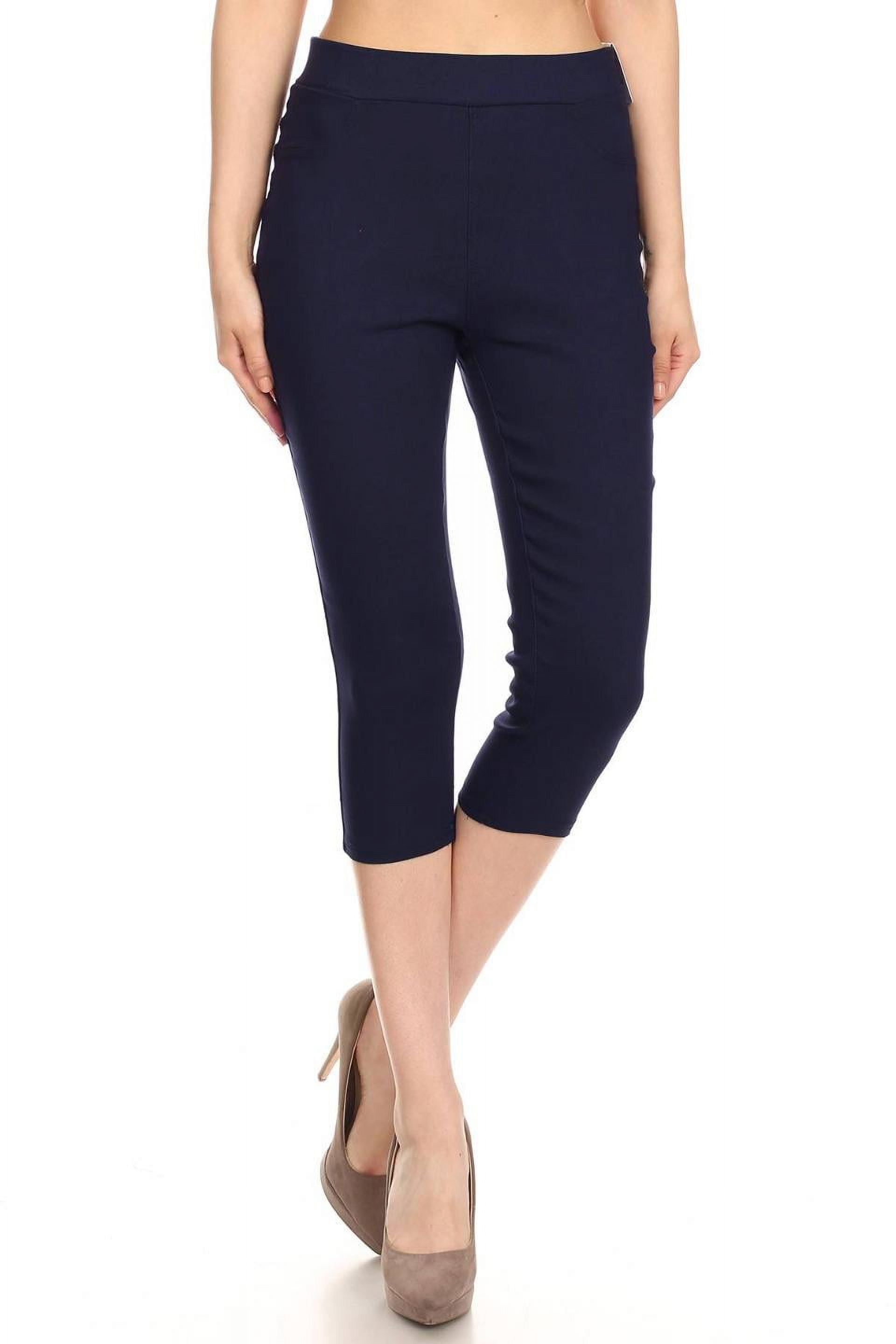 Jvini Women's High Rise Stretch Capris Pull On Elastic Waist Capri Jegging Pants Size S-3XL ...
