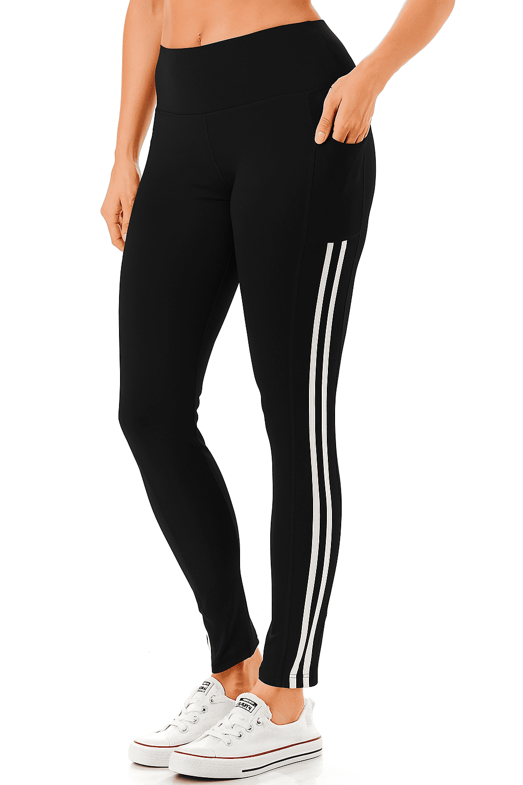 Jvini Women's High Waisted Active Leggings With Side Stripe & Tech ...