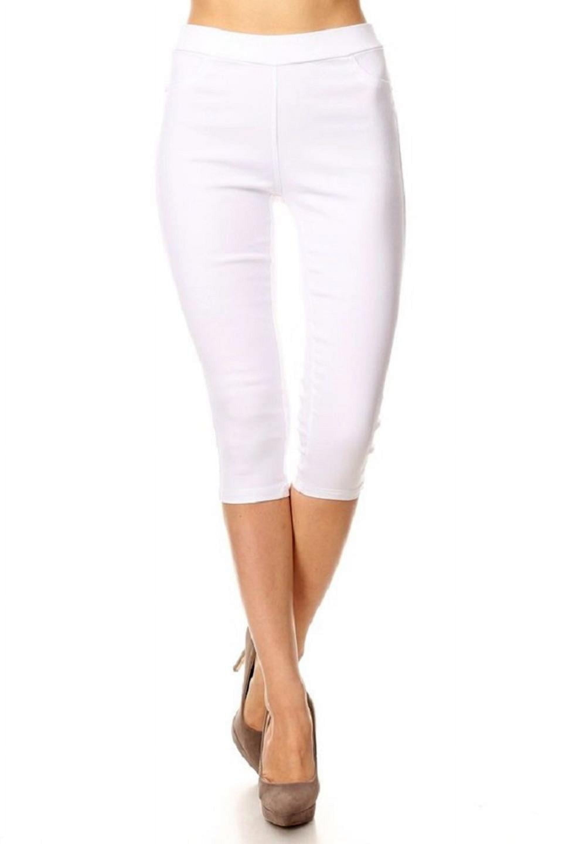 Jvini Women's Mid Rise Stretch Capris Pull On Elastic Waist Capri ...