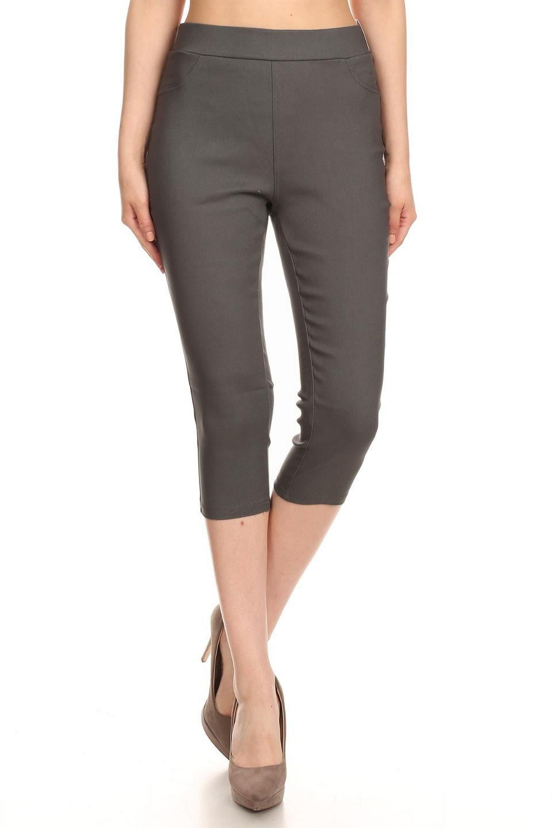 Jvini Women's Mid Rise Stretch Capris Pull On Elastic Waist Capri ...