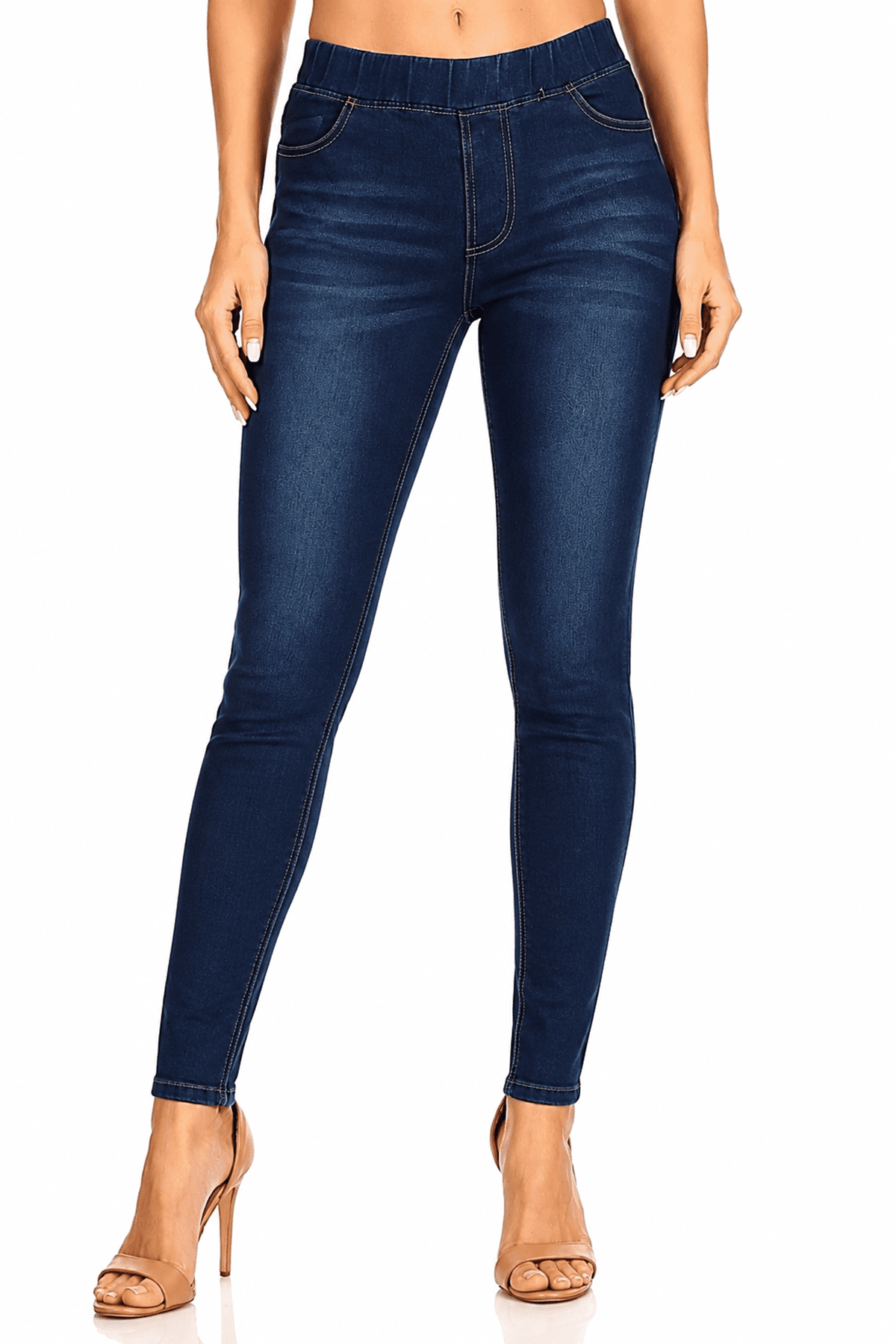 Jvini Women's Denim Jeans Pull On Skinny Jeggings Stretch Elastic Waist ...