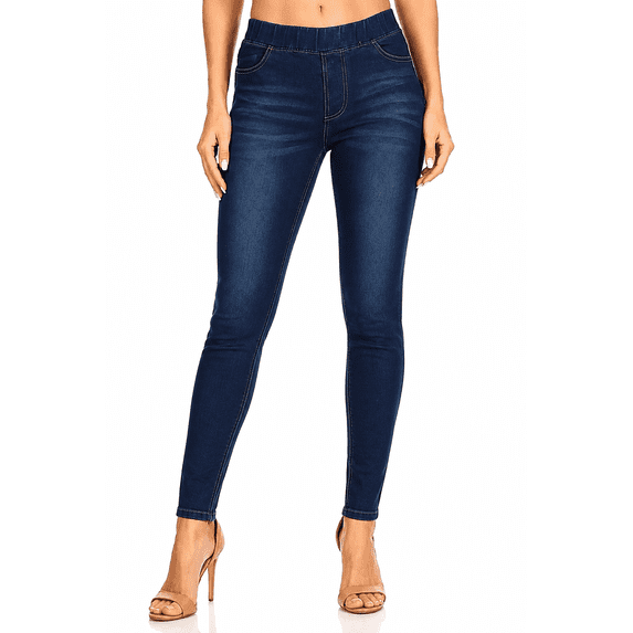Jvini Women's Pull On Skinny Jeans 29" Dark Indigo Wash - Walmart.com