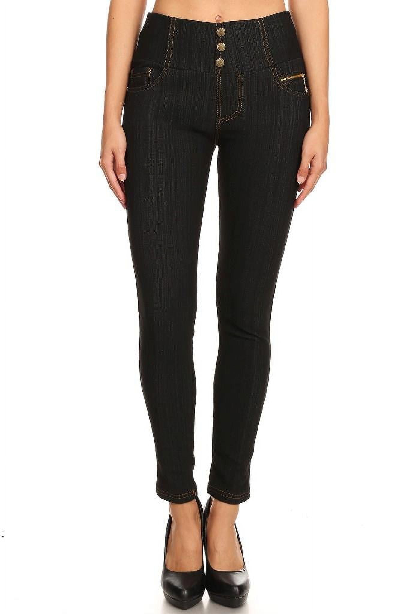 Jvini Women's Pull On Skinny Pants Fleece Lined Stretchy Knit Denim ...