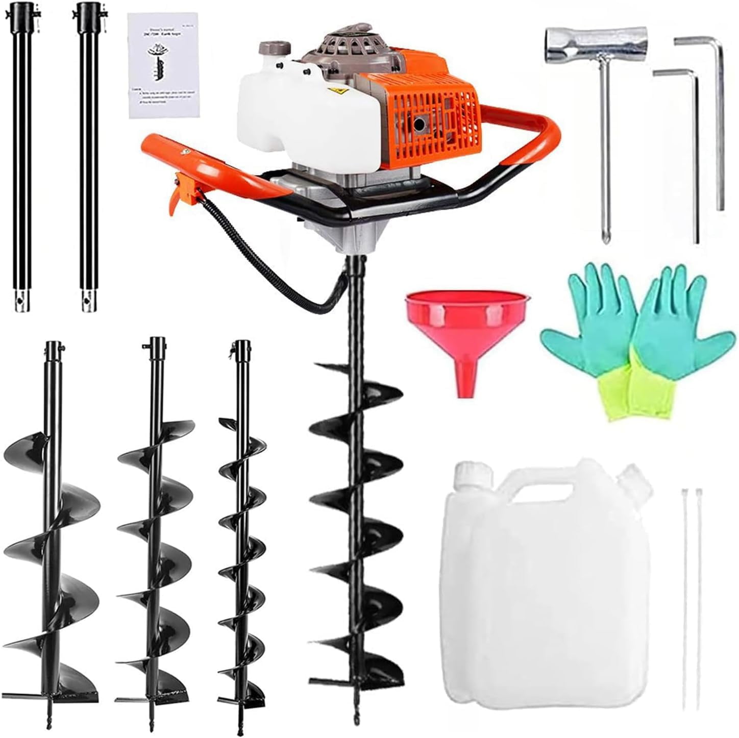 Jwevvie 72cc 2200W Post Hole Digger Gas Powered Earth Auger Digger with ...