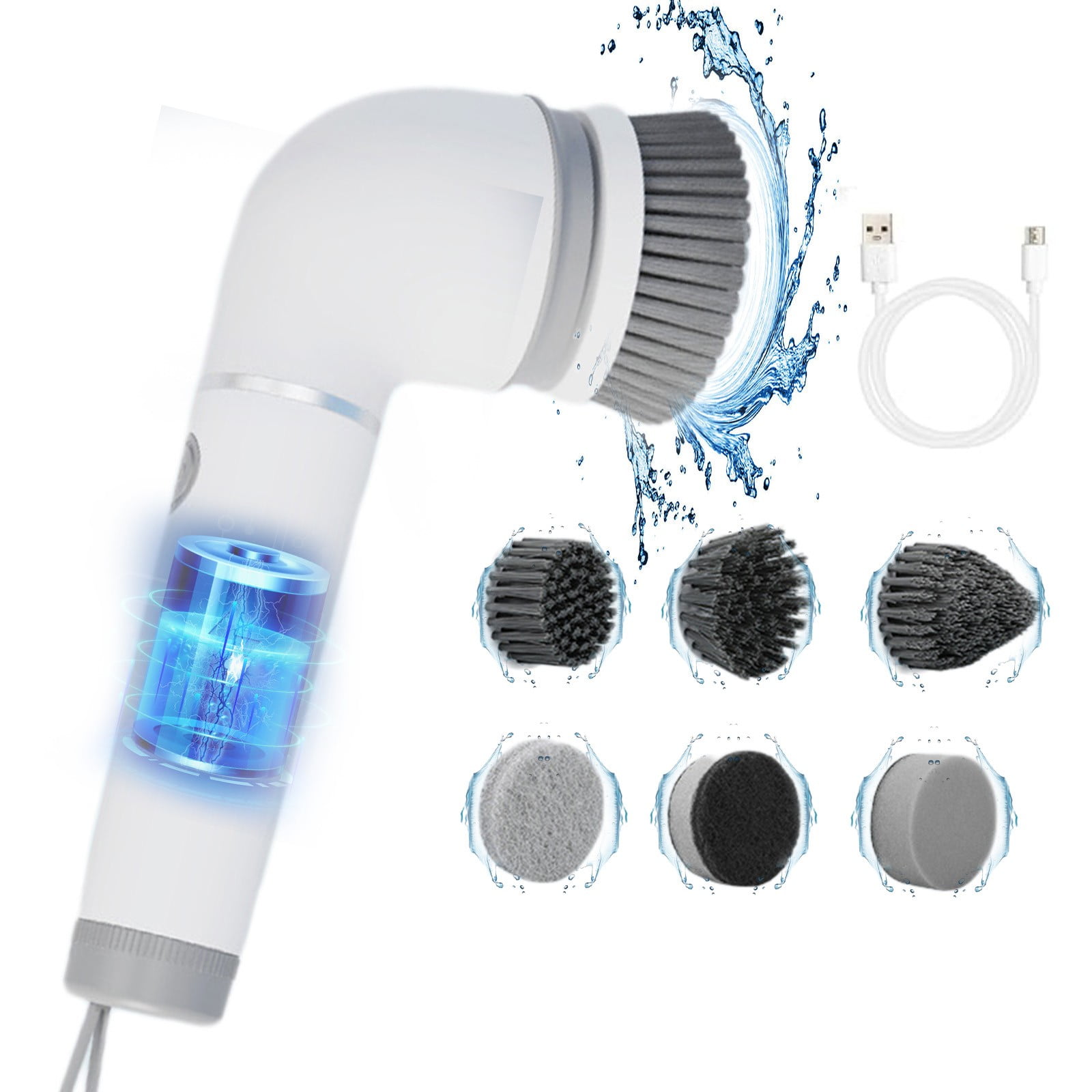 Jwputqe Electric Scrub Brush,Electric Cleaning Brush with 6 Replaceable ...