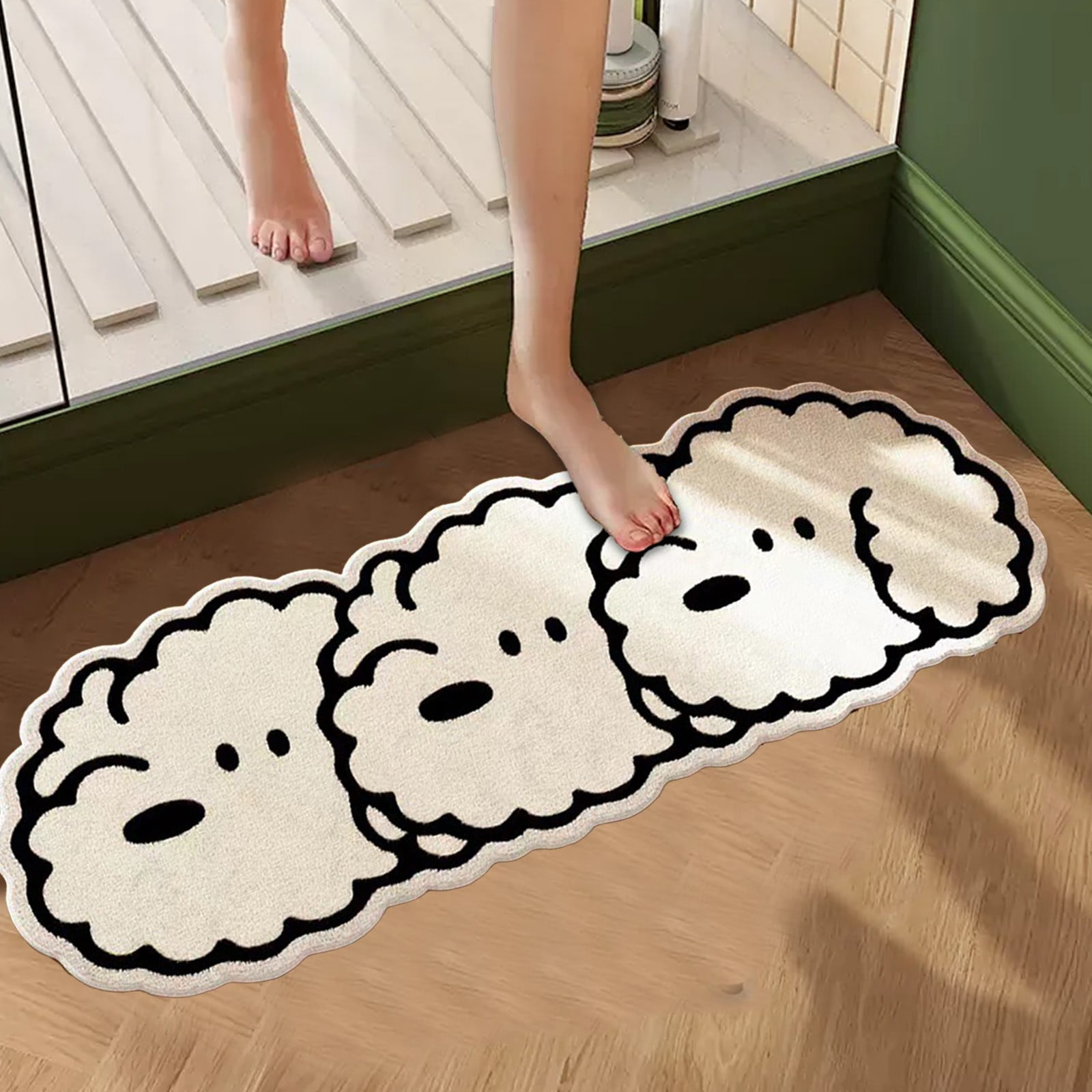 Jwputqe Soft Cotton Sheep Shaped Bathroom Rug Non Slip Floor Mat For ...