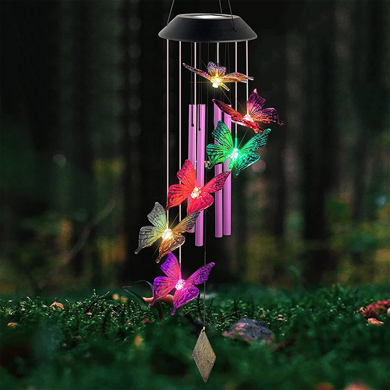 Jwputqe Wind Chimes Solar Wind Chimes Outdoor Color Changing Light Up ...