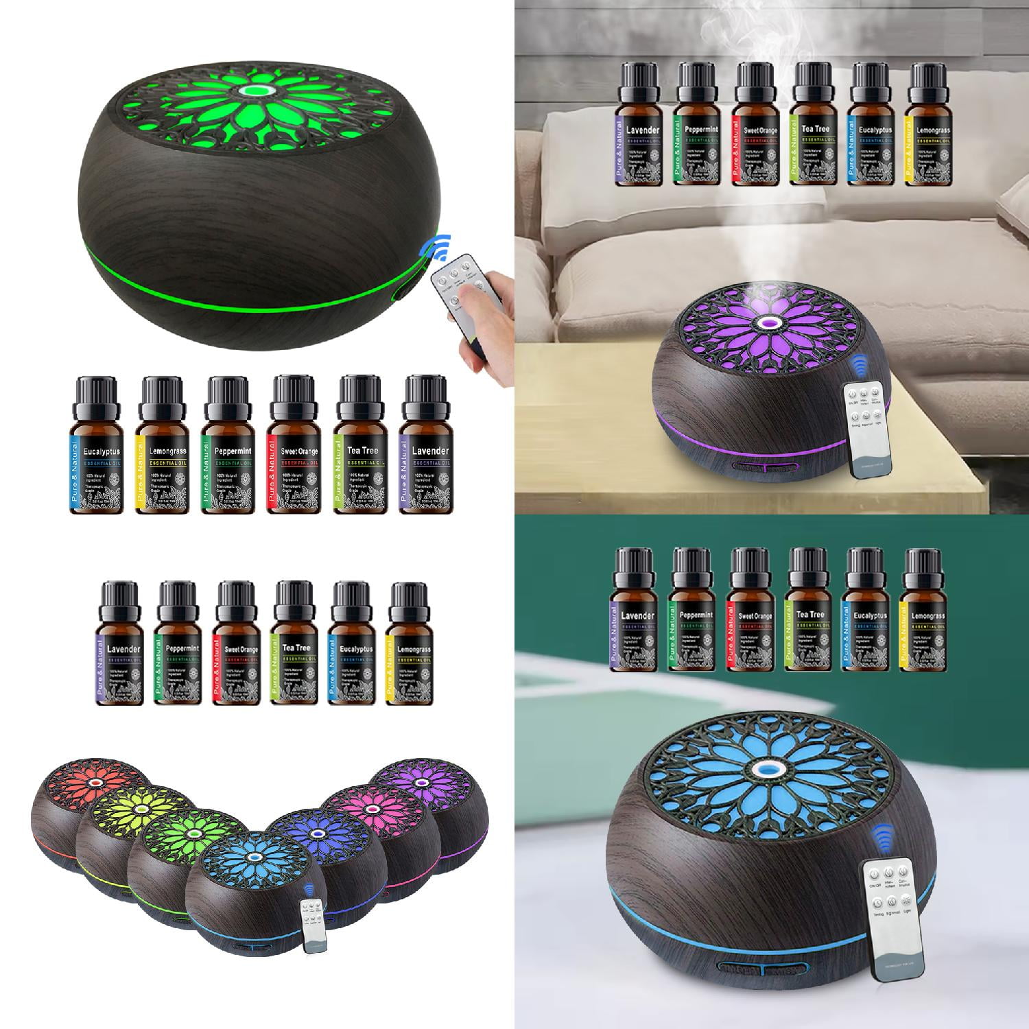 Jxjsq 550ml Smart Diffuser Air Humidifier Desktop with 6 Oils Custom ...