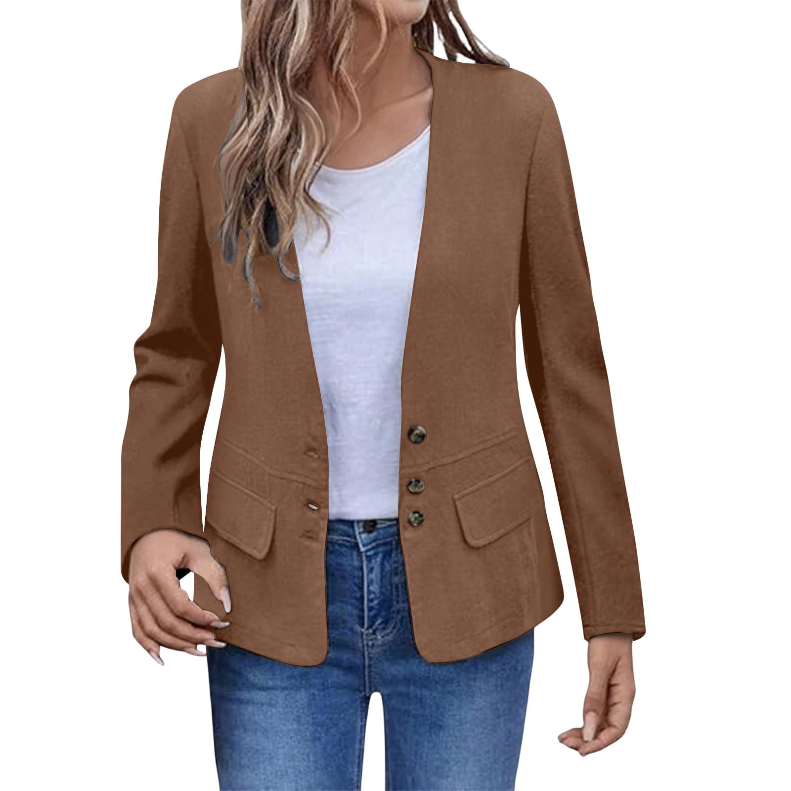 Jxximdong Blazers for Women, Lightweight Casual V Neck Open Front Tops ...