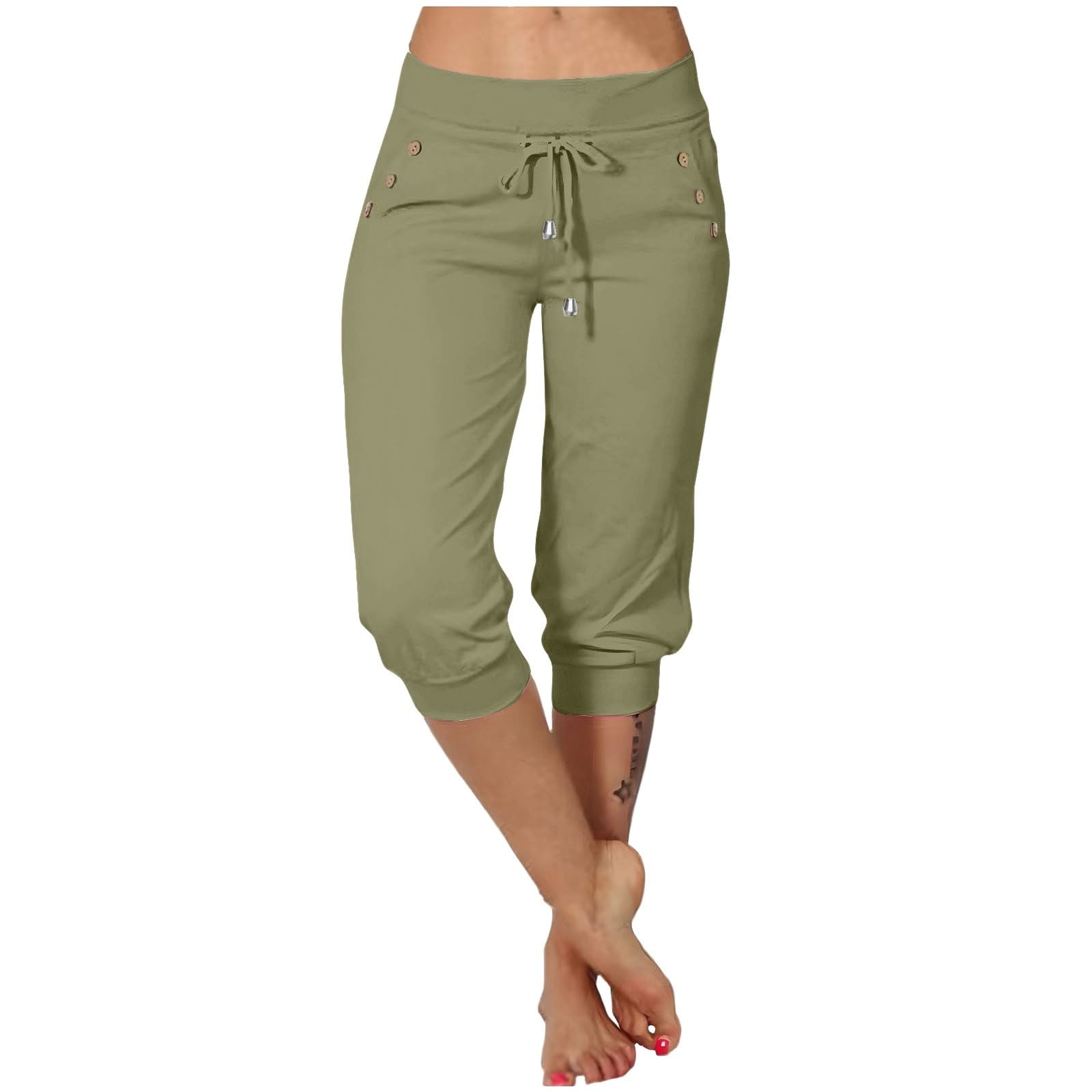Jxximdong Capris Pants for Women, Casual Tight Fitting High Waist ...