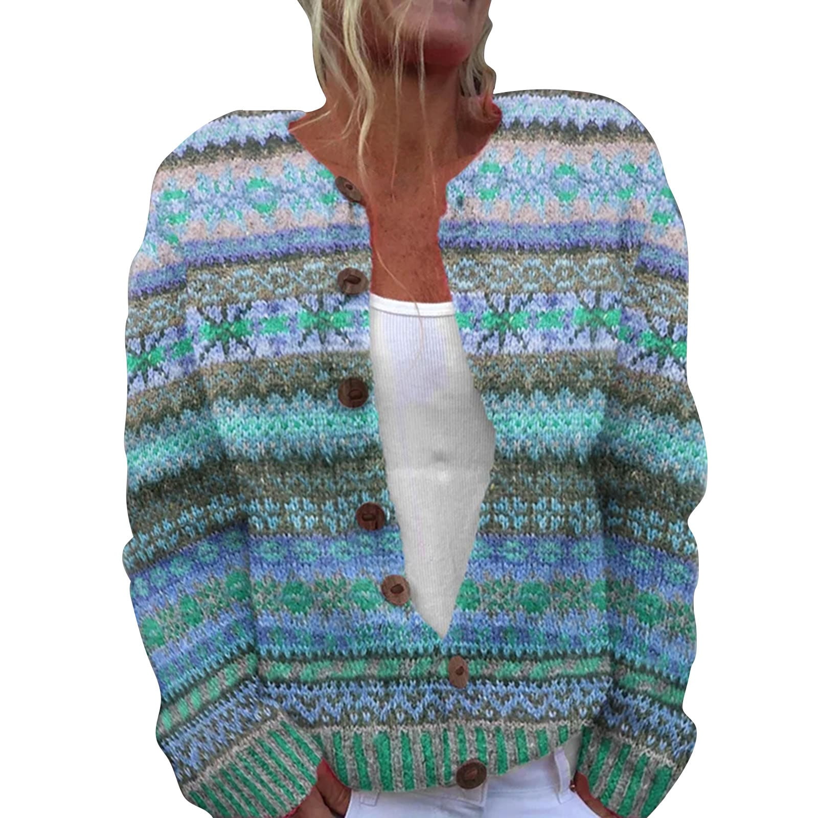 Jxximdong Cardigans for Women, Single Plush Art Floral Print ...
