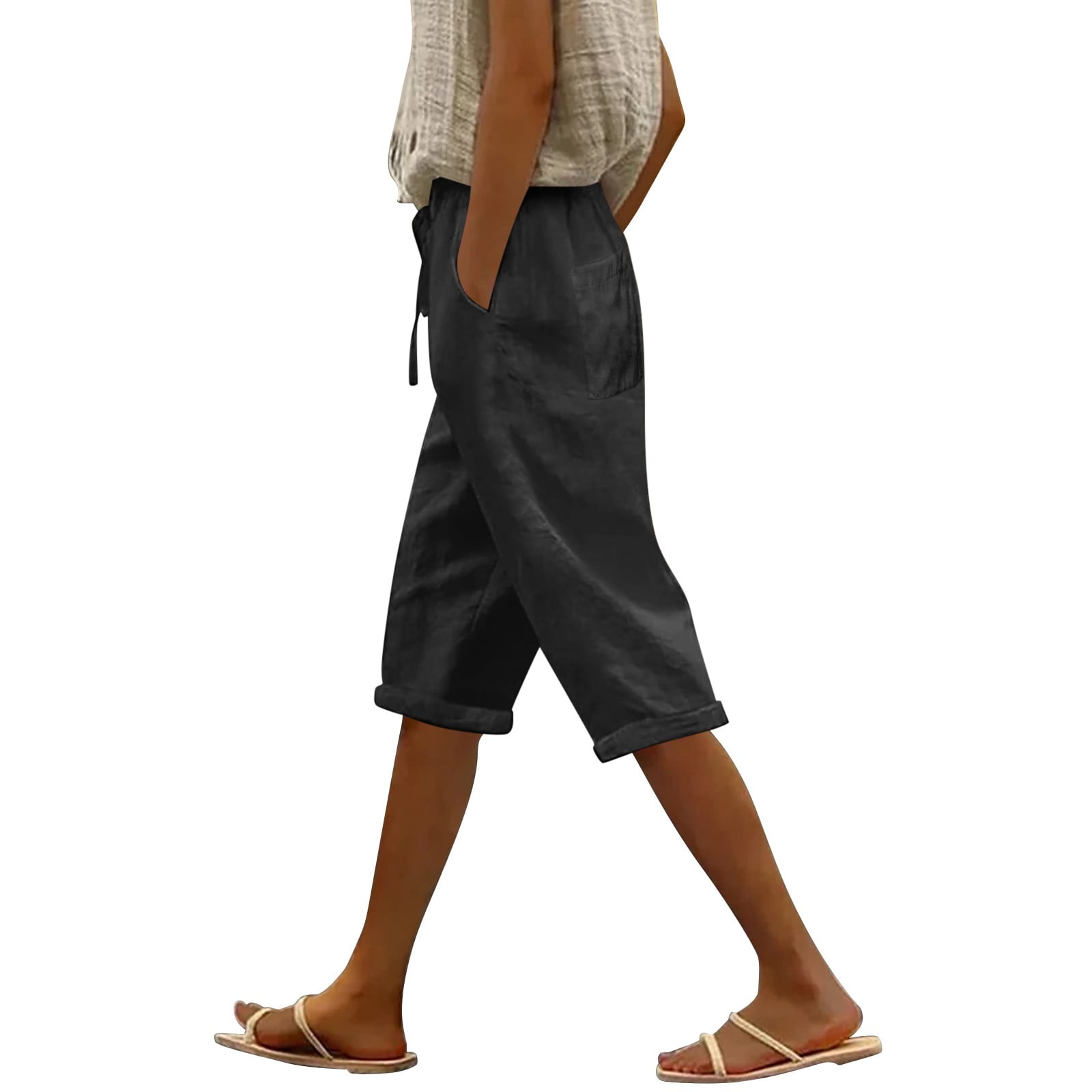 Jxximdong Cargo Pants for Women, Knee Length Short Pants Ladies Loose ...