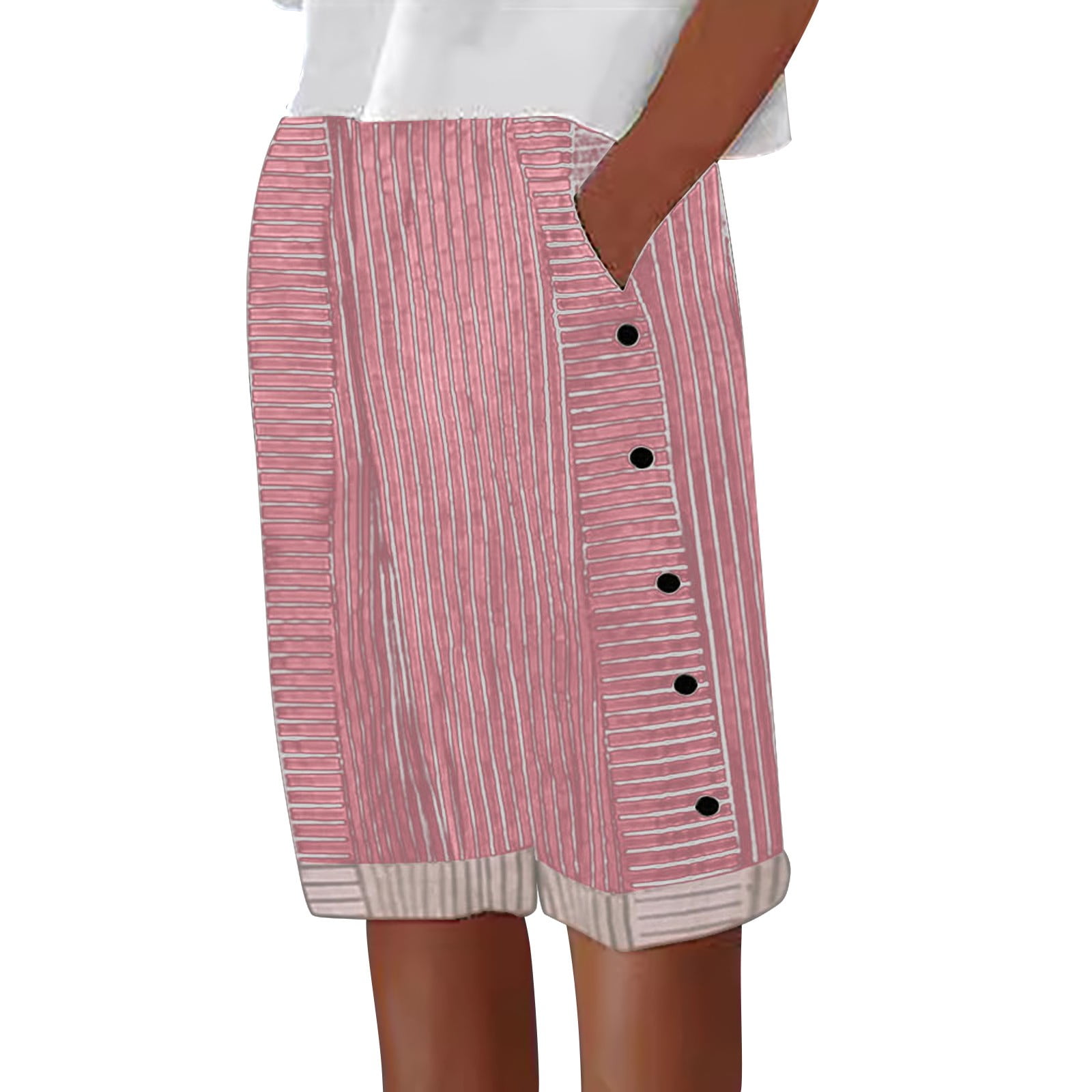 Jxximdong Cargo Shorts for Women, Loose Cotton and Linen Elastic High ...
