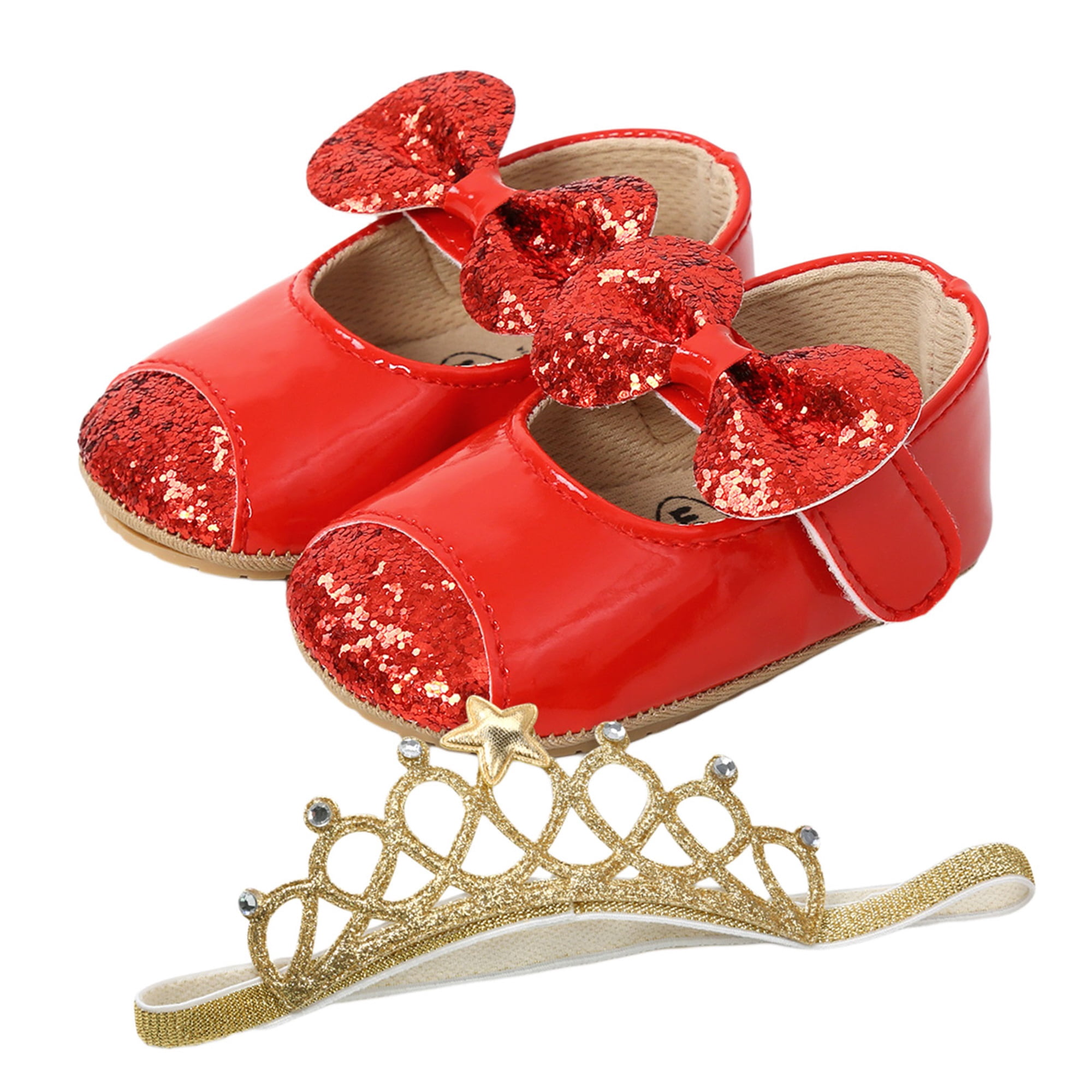 Jxzom Infant Baby Girls First Walkers Princess Shoes Solid PU Sequins ...