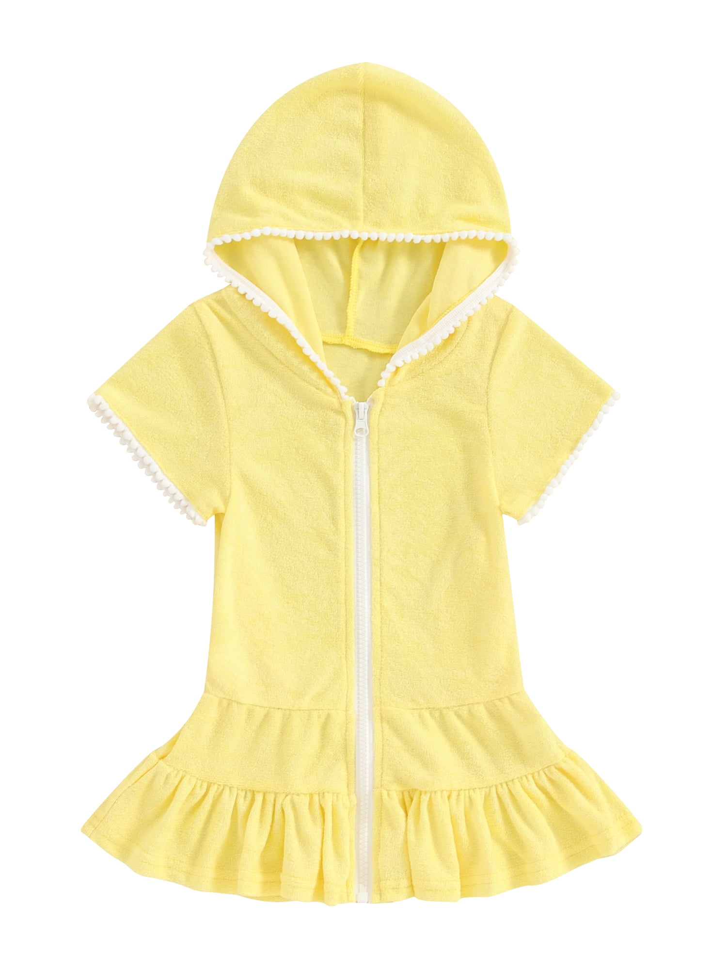 Jxzom Kids Little Girl Swim Cover Up Dress Toddler Zip-Up Hoodie Beach ...
