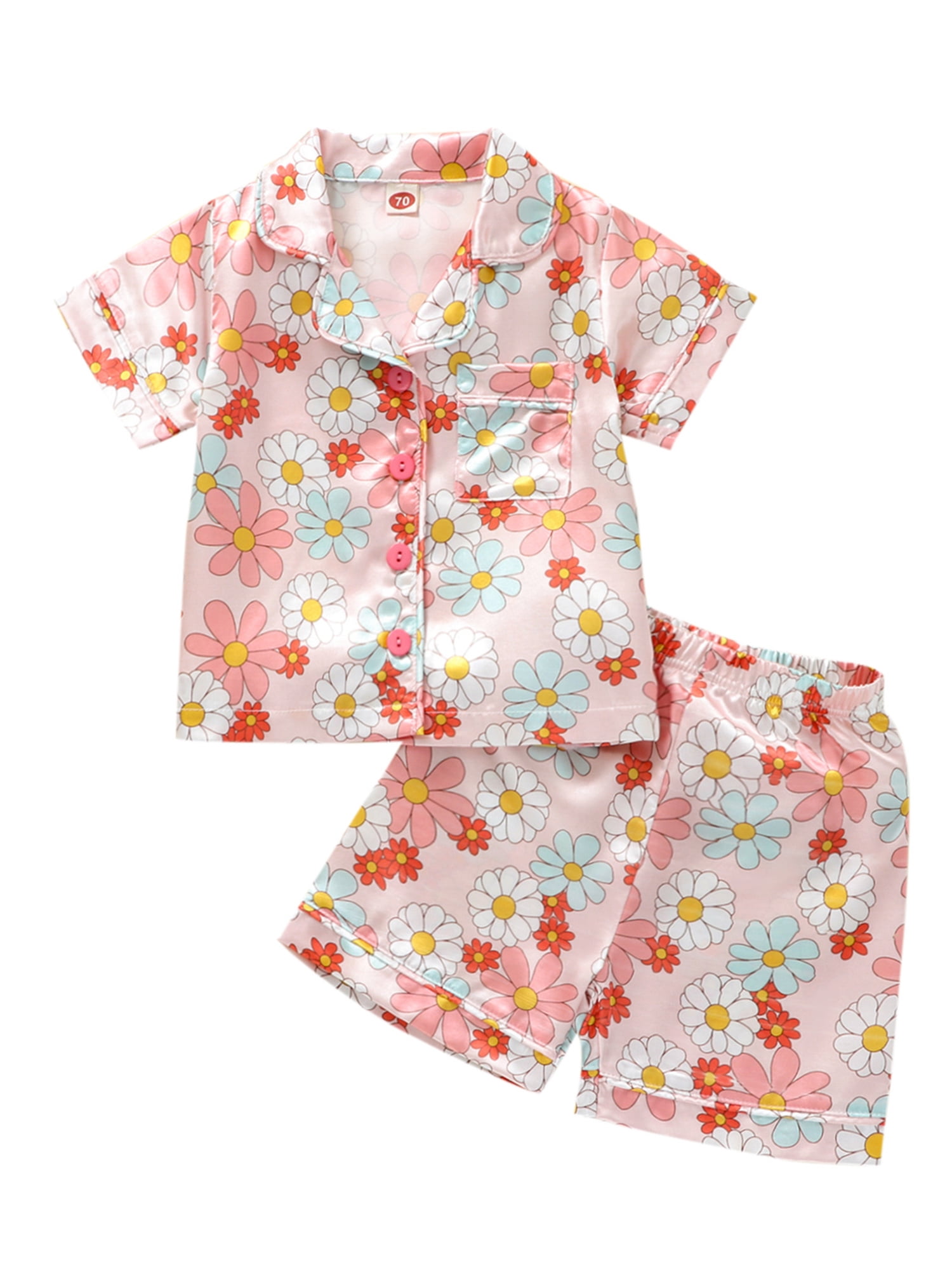 Jxzom Kids Toddler Baby Girl Satin Pajamas Set Floral Print Short ...