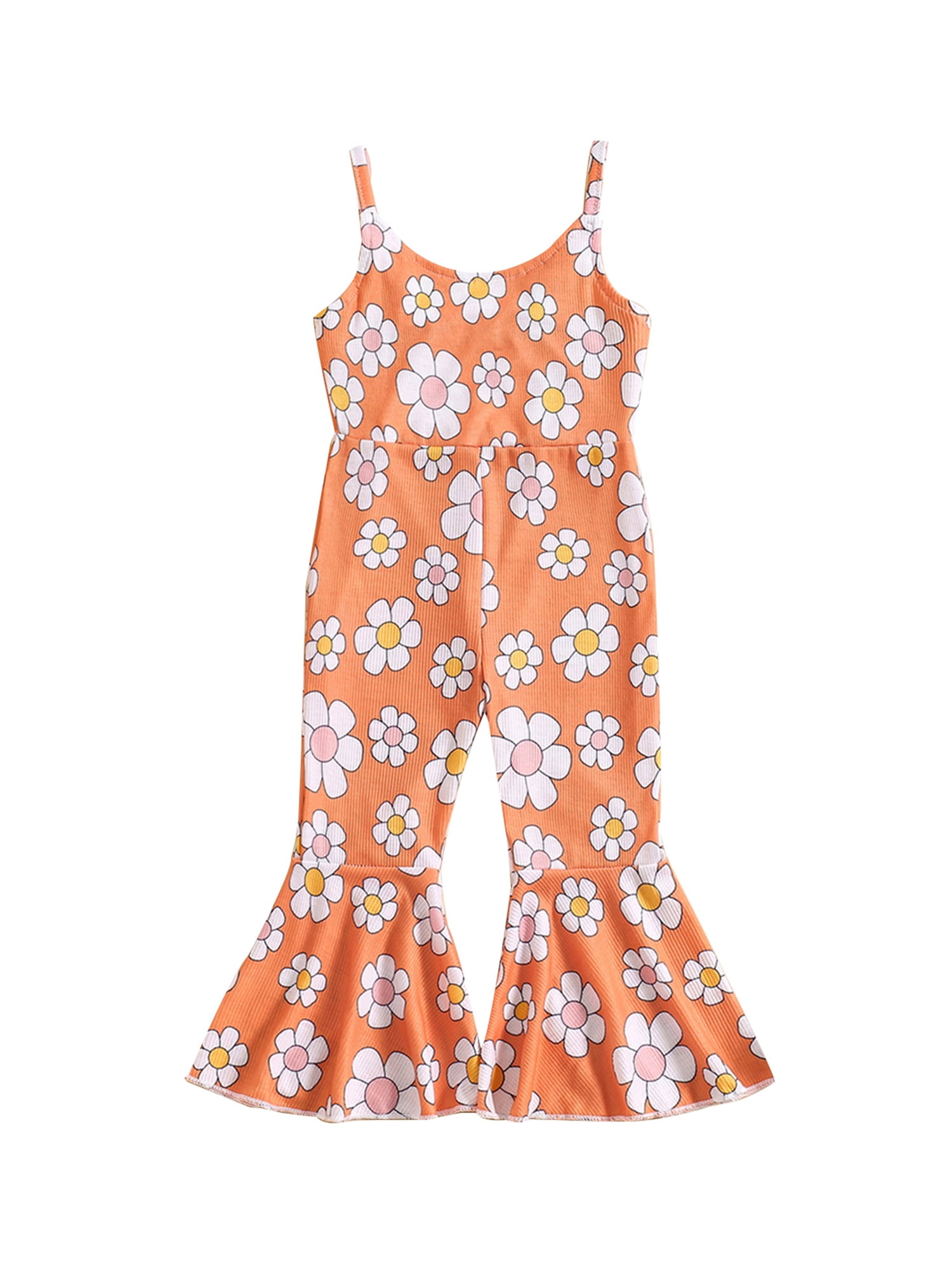 Jxzom Toddler Baby Girl Bell Bottom Romper Floral/Bunny One Piece ...