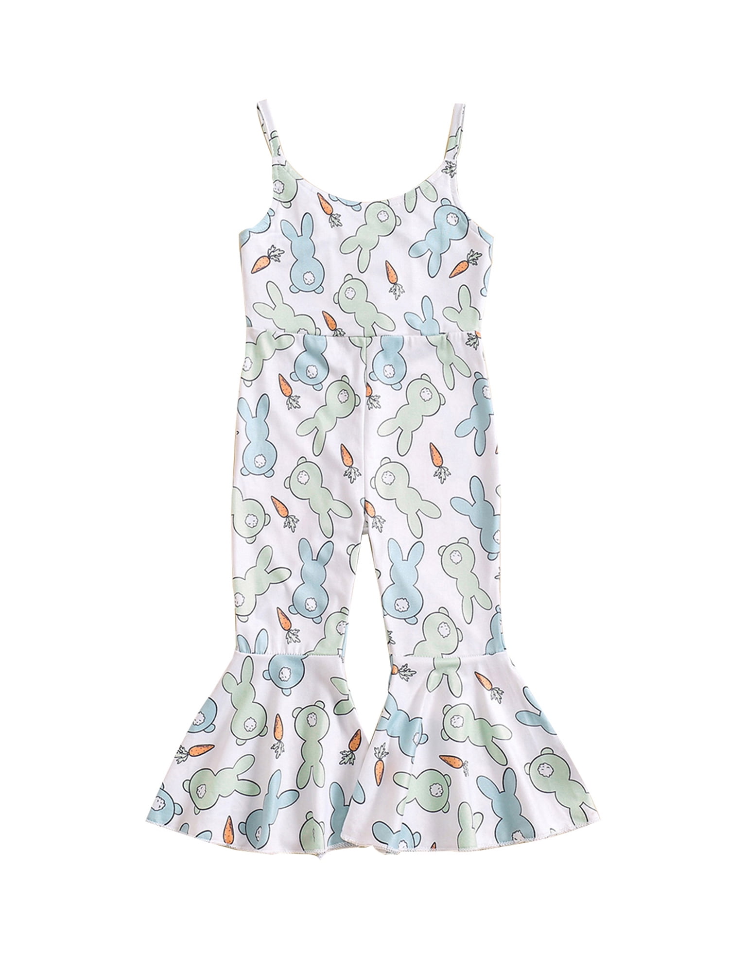 Jxzom Toddler Baby Girl Bell Bottom Romper Floral/Bunny One Piece ...