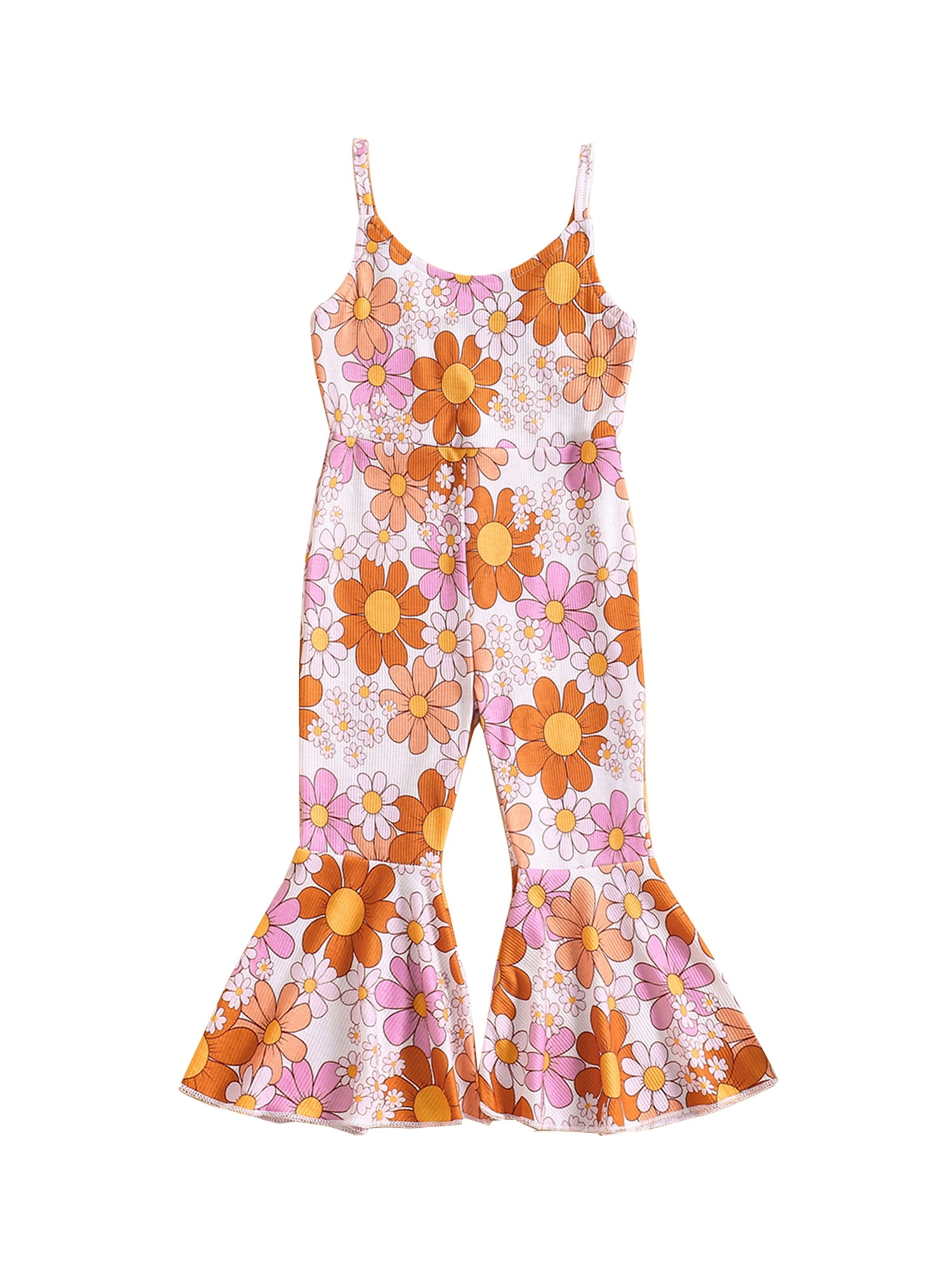 Jxzom Toddler Baby Girl Bell Bottom Romper Floral/Bunny One Piece ...