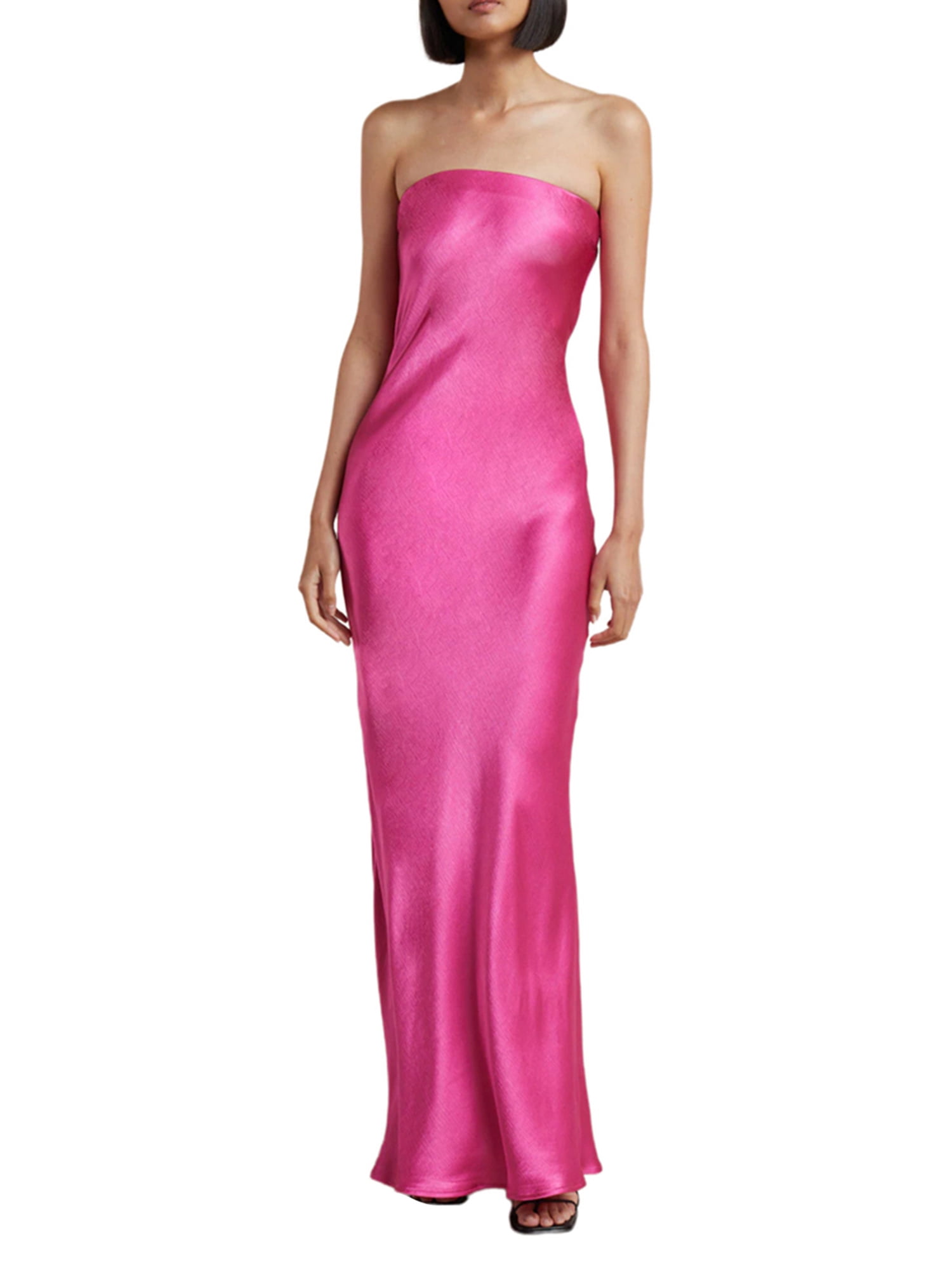 Jxzom Women's Off Shoulder Satin Tube Top Maxi Dresses Sexy Wedding ...